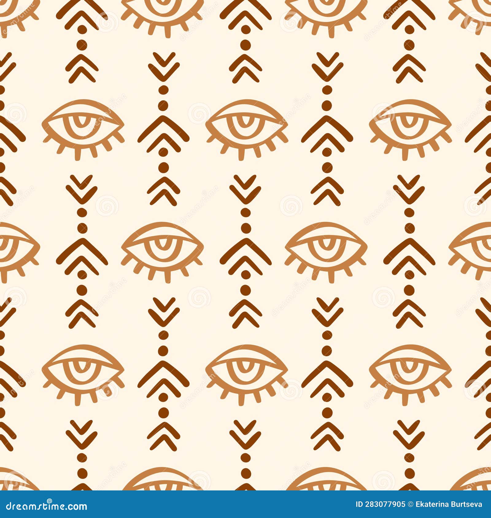 Ethnic Aztec Eyes Boho Seamless Pattern. Evil Eye Stock Vector ...