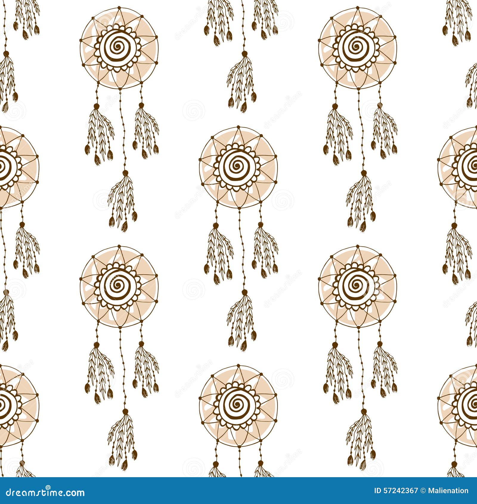Ethnic Background with Dream Catcher. Vector Seamless Pattern. Stock ...