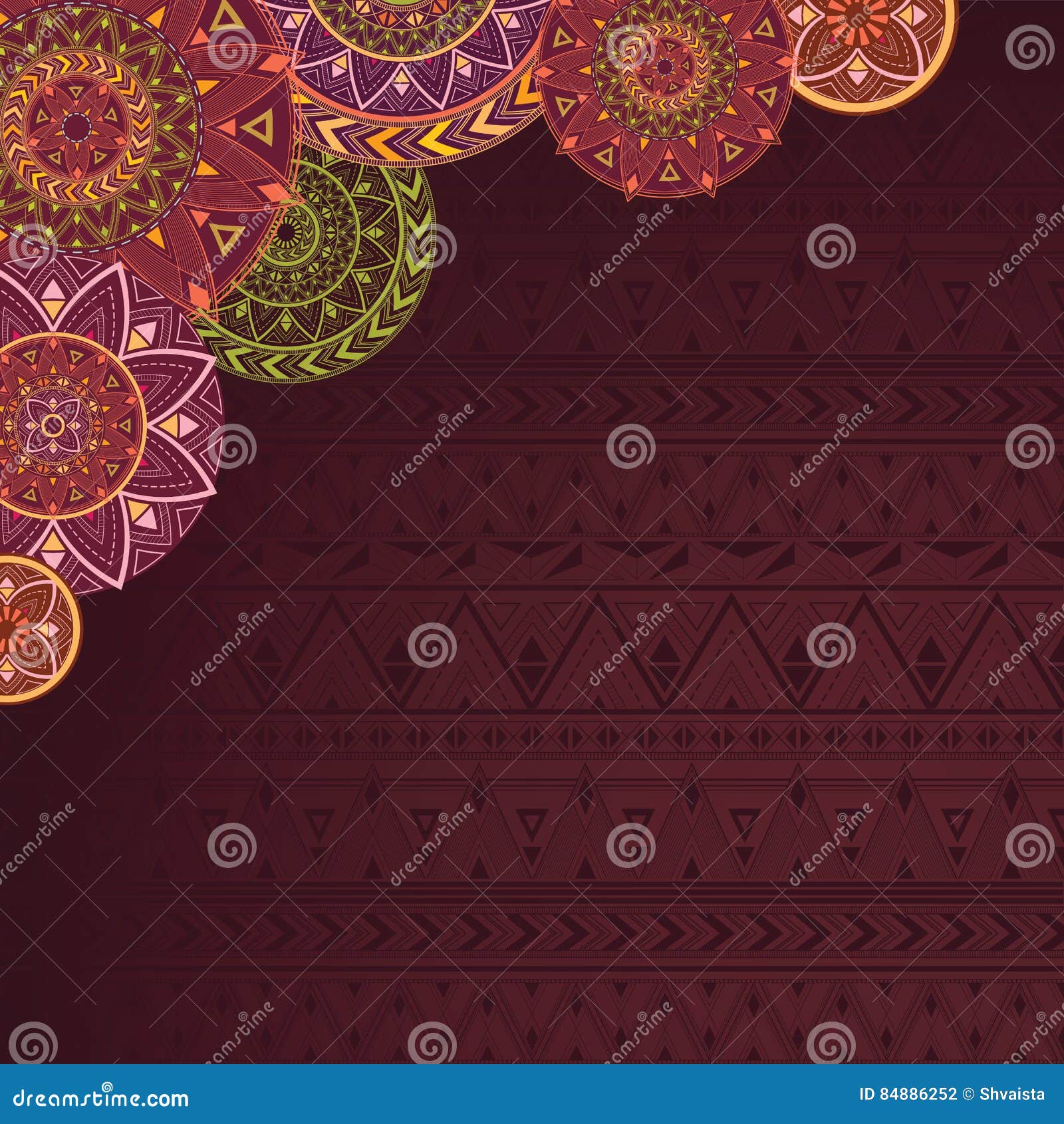 Ethnic Background With Mandalas And Patterns. Vector Illustration ...