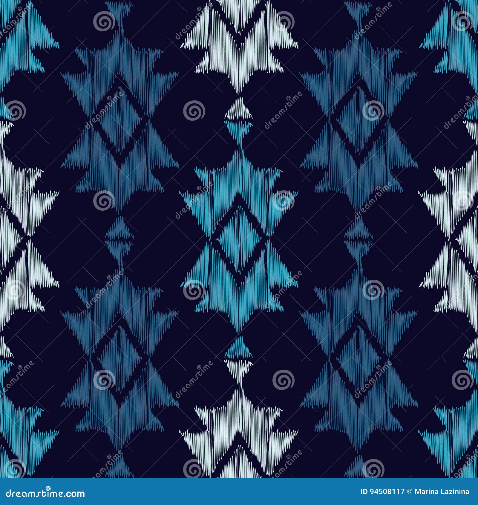 Ethnic Boho Blue Seamless Pattern. Embroidery on Fabric. Retro Motif ...
