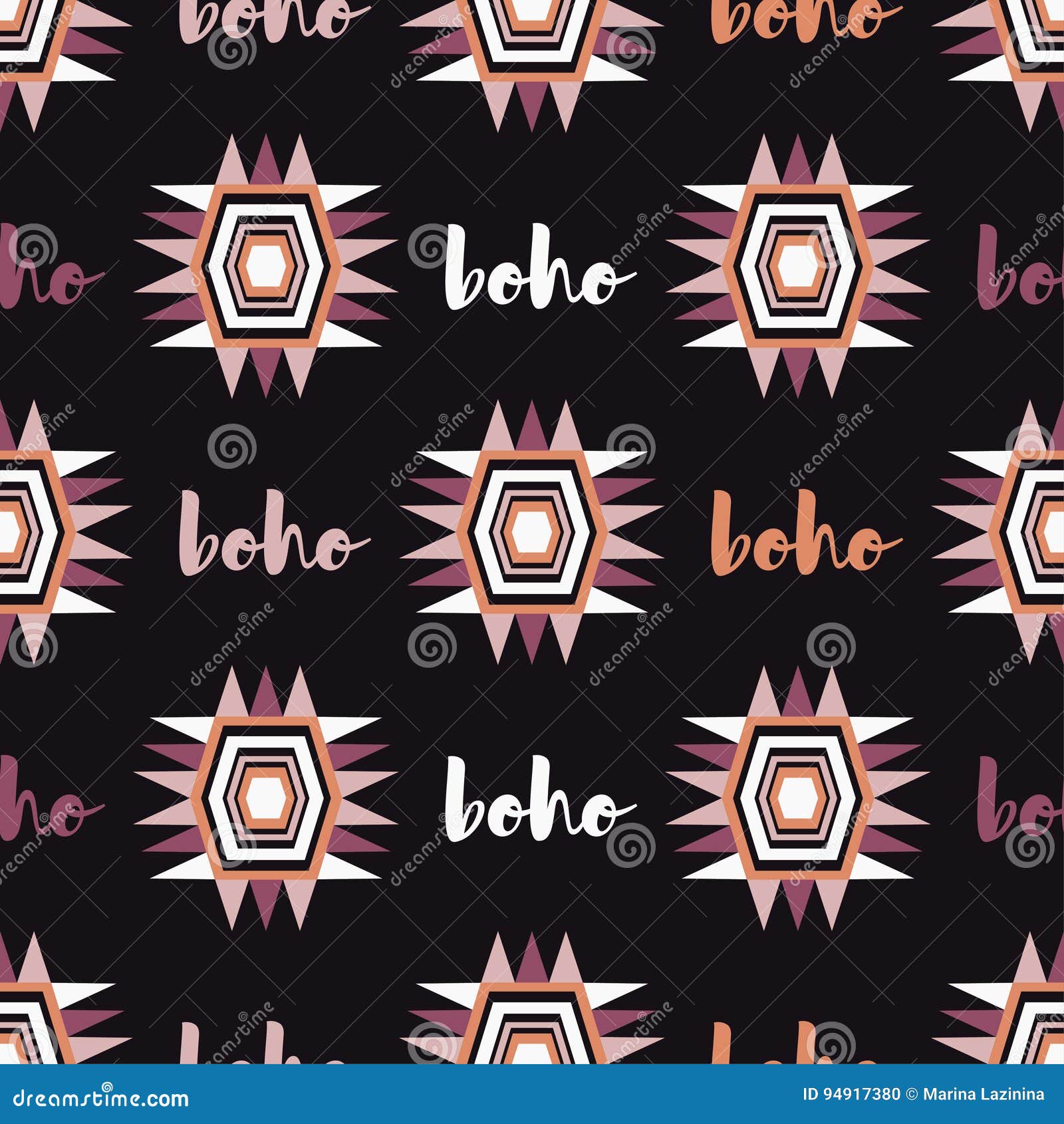 Ethnic Boho Seamless Pattern. Retro Motif Stock Illustration ...