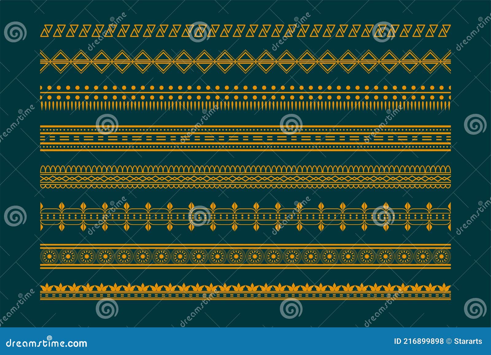 Ethnic Boho Style Borders Pattern Set Stock Vector - Illustration of ...