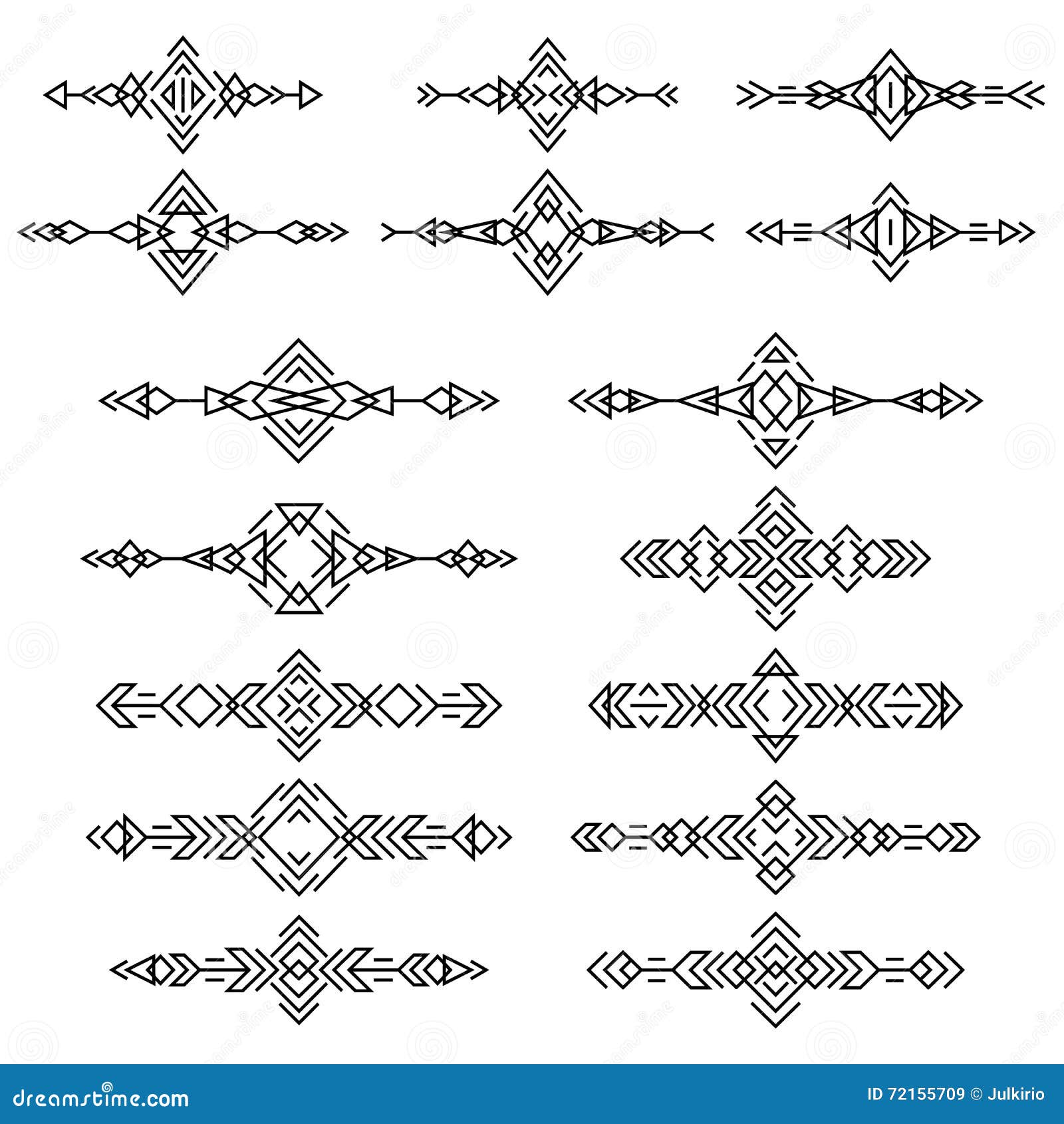 Ethnic Borders Set on White Background. Collection of Boho Tribal ...