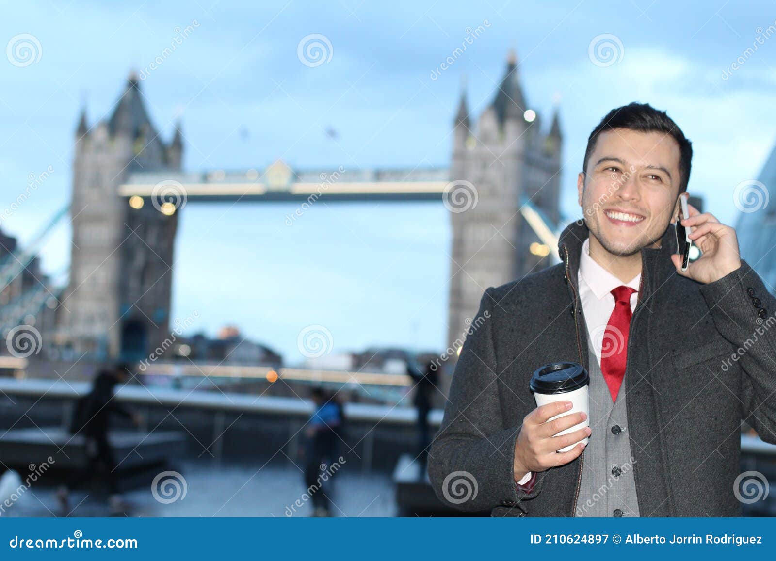 Ethnic Businessman Calling from London Bridge Stock Image - Image of ...