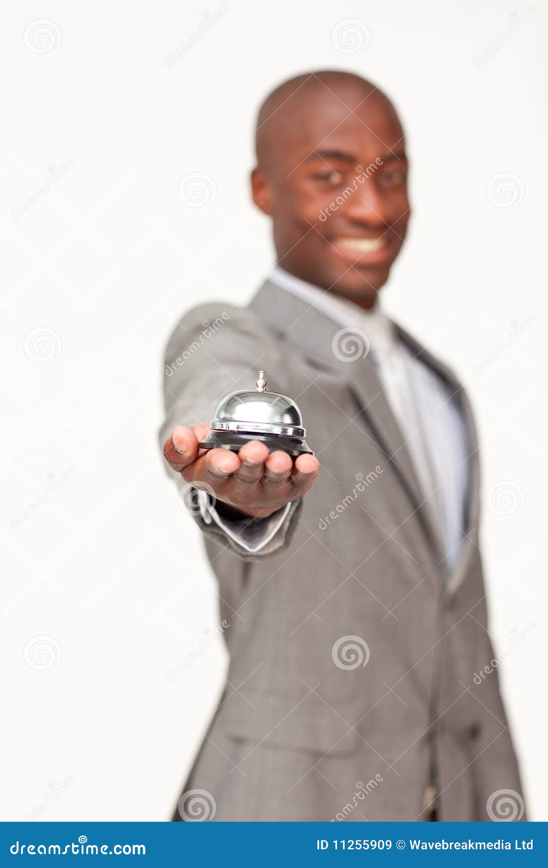 Ethnic Businessman Holding a Hotel Bell Stock Image - Image of isolated ...