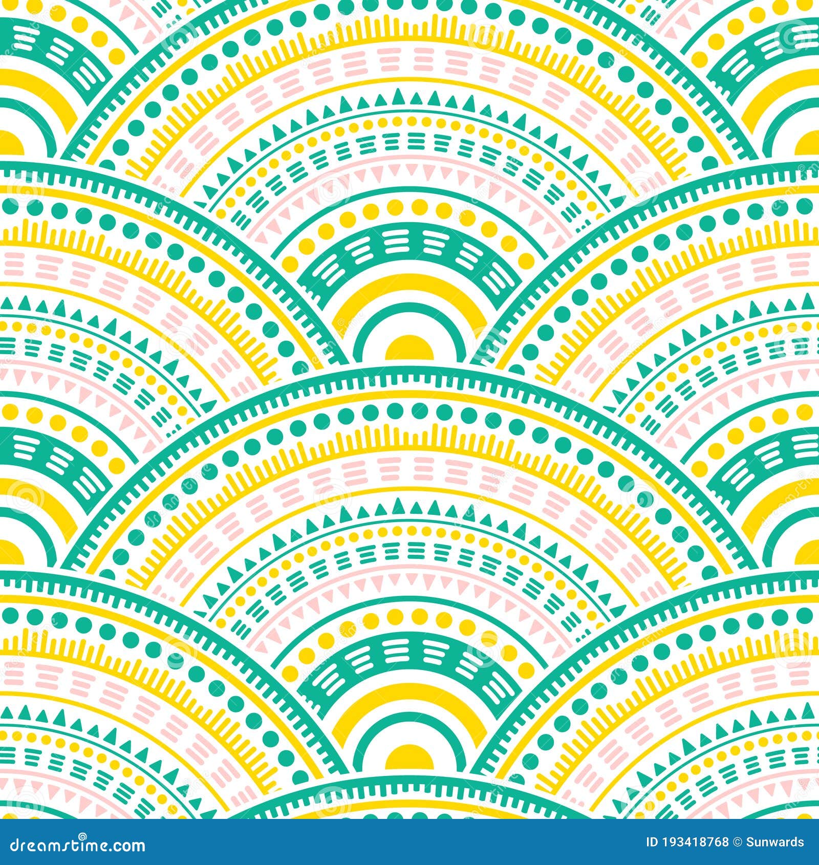 Ethnic Circle Shapes Seamless Geometric Pattern. Stock Vector ...