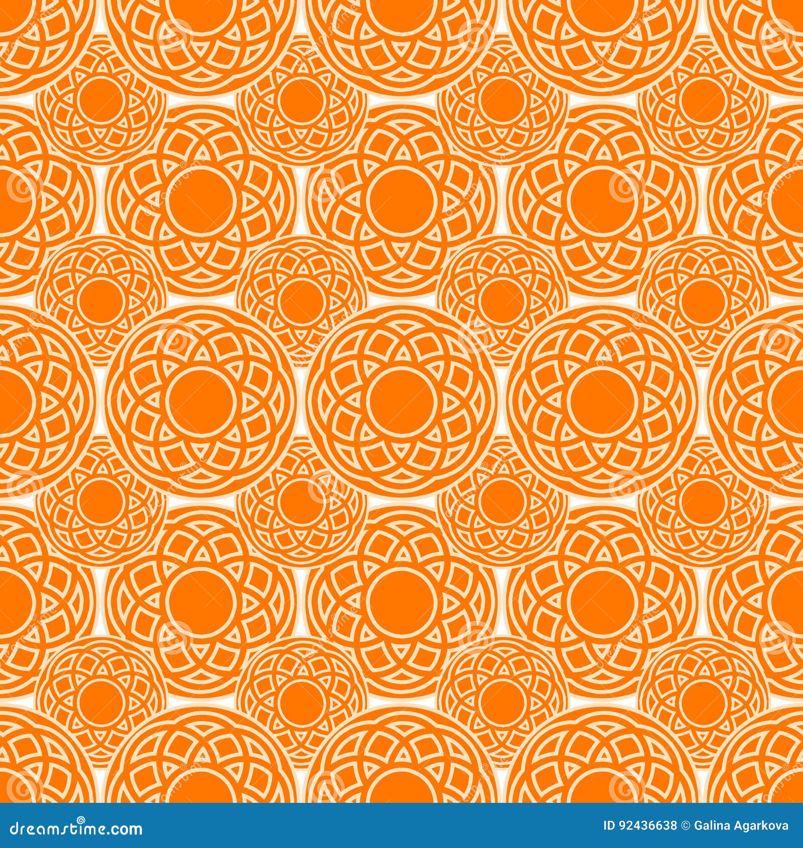 Ethnic Circles Orange Seamless Pattern. Stock Illustration ...