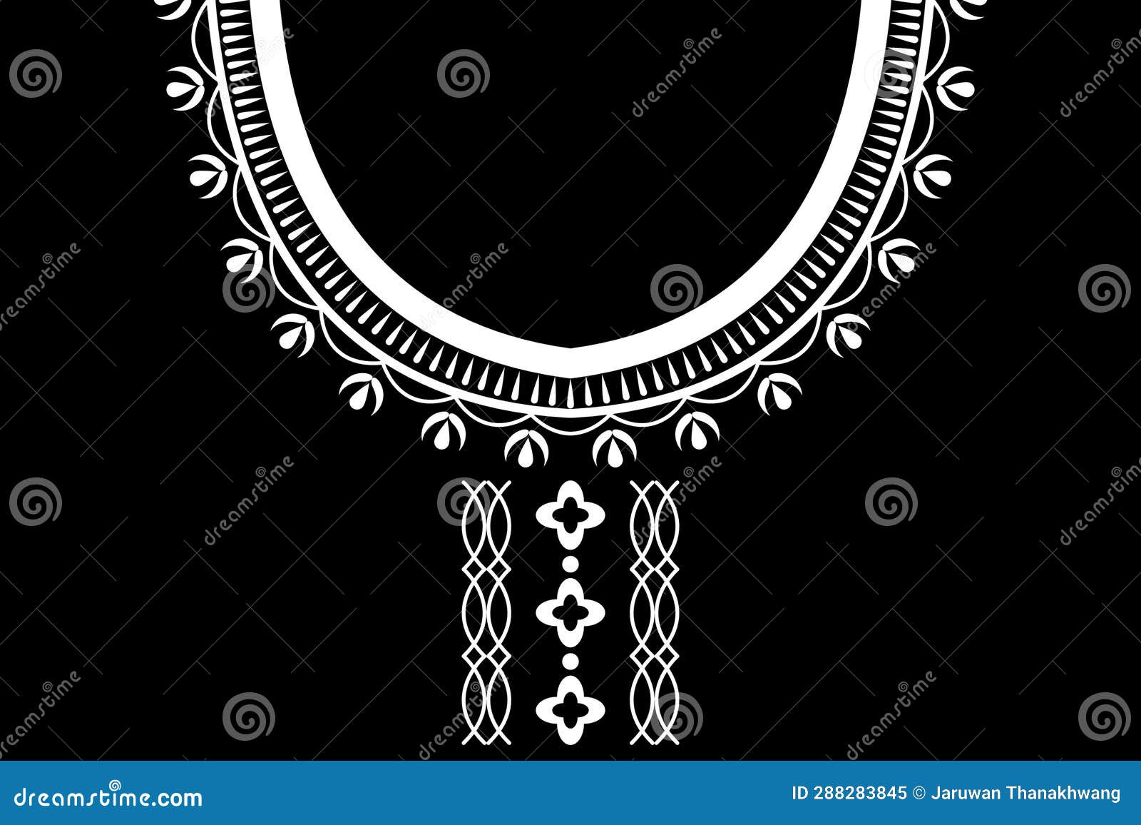 Ethnic Collar Lace Oriental Pattern Traditional on Black Background ...