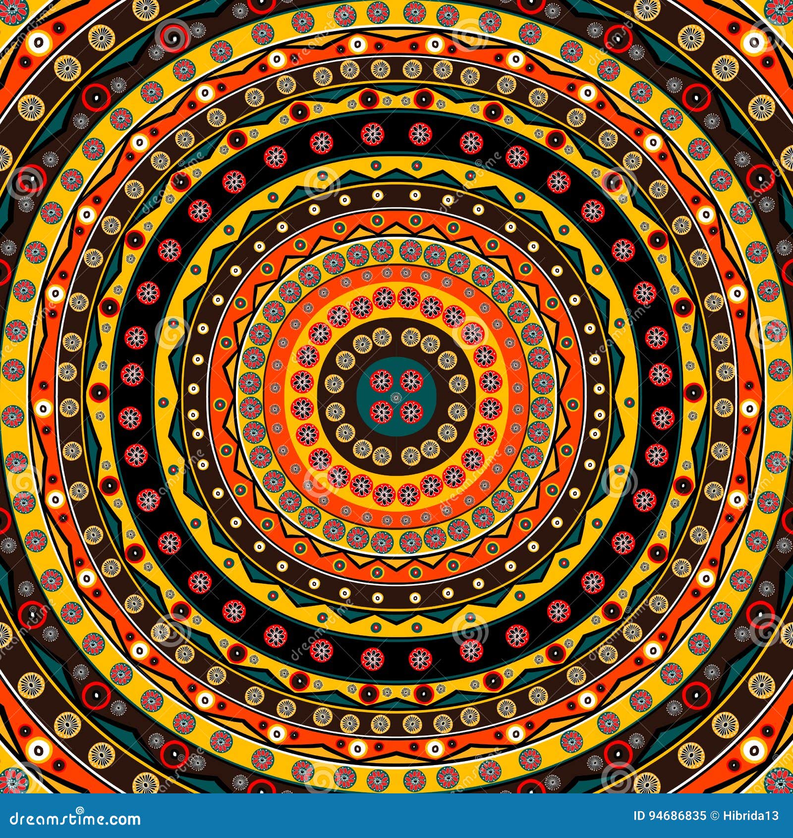 Ethnic Colorful Floral Background Stock Illustration - Illustration of ...