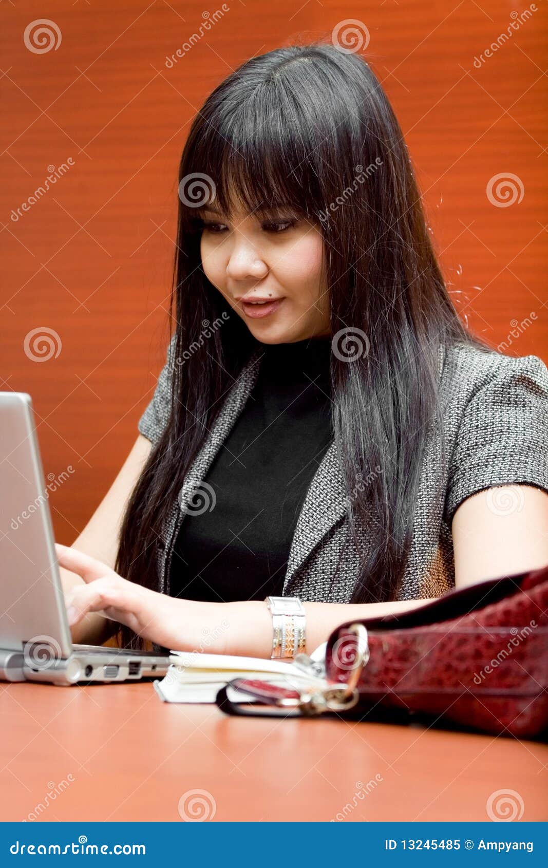 Ethnic Corporate Woman Working on Notebook Stock Image - Image of ...