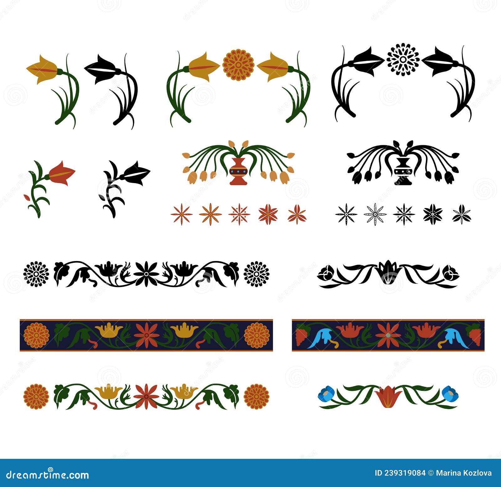 Ethnic Decorative Elements. the Set of Colorful Vector Design Elements ...