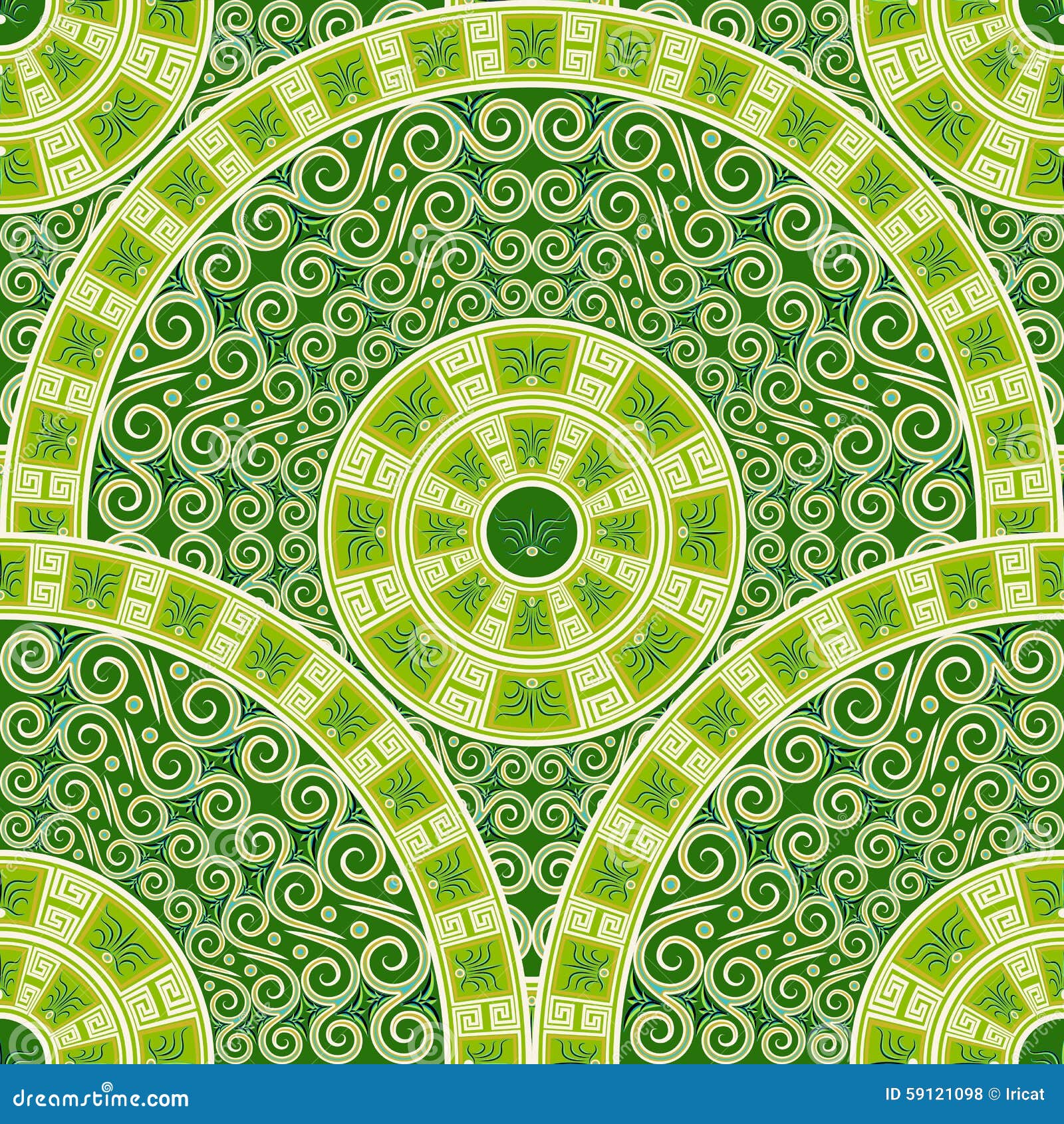 Ethnic Decorative Seamless Pattern from Circles Ornament in Shades of ...