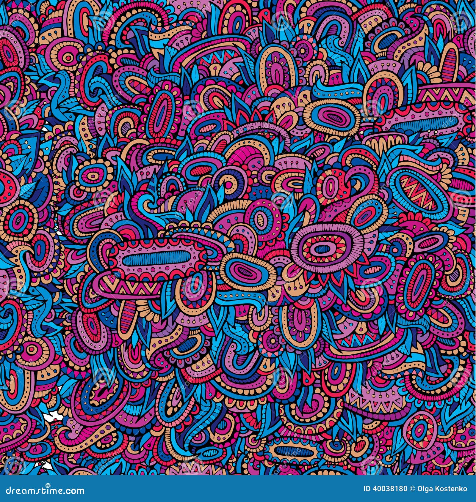 Ethnic Decorative Violet Seamless Pattern Stock Vector - Illustration ...