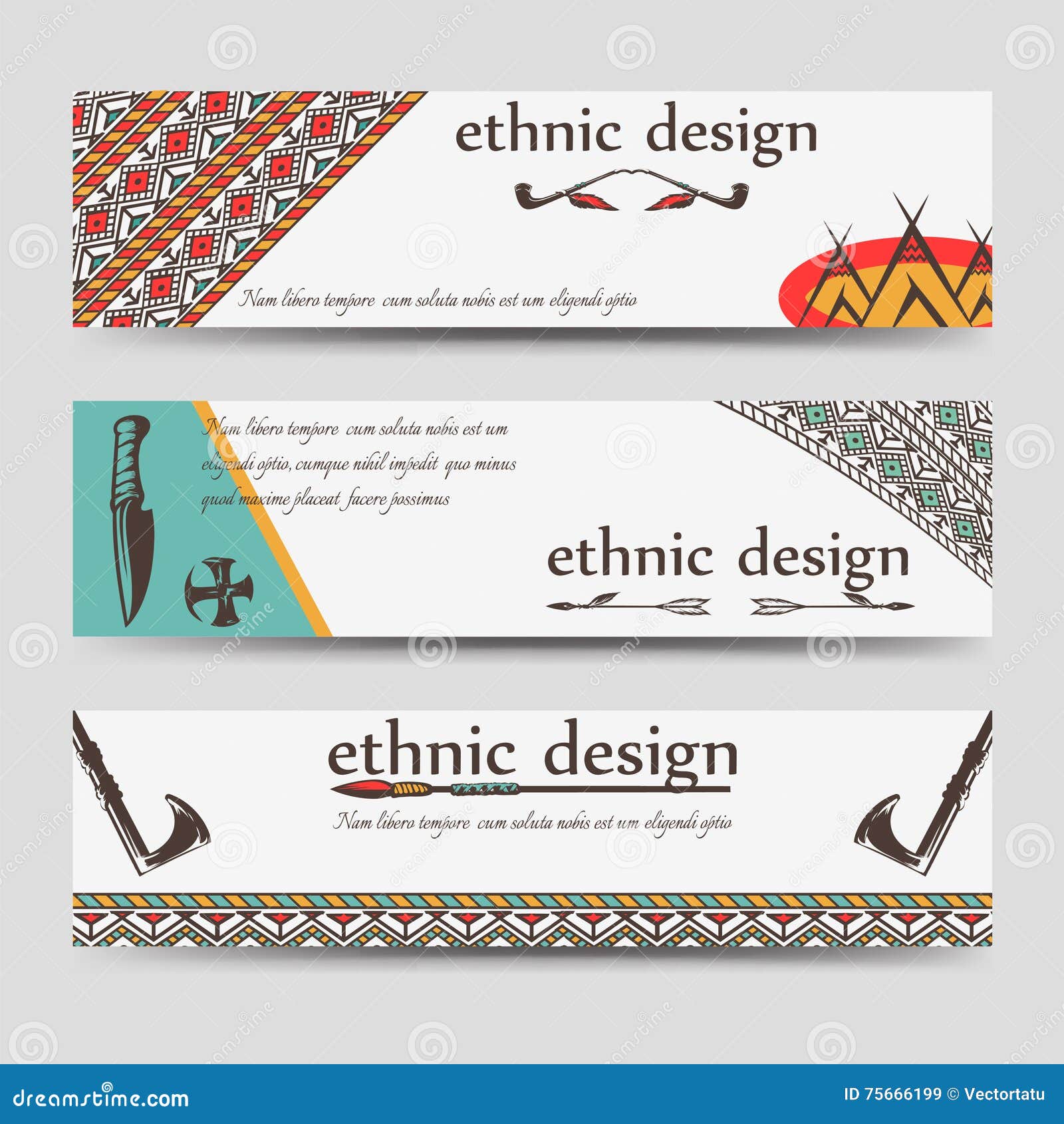 Ethnic Design Banners Template Stock Vector - Illustration of dirty ...