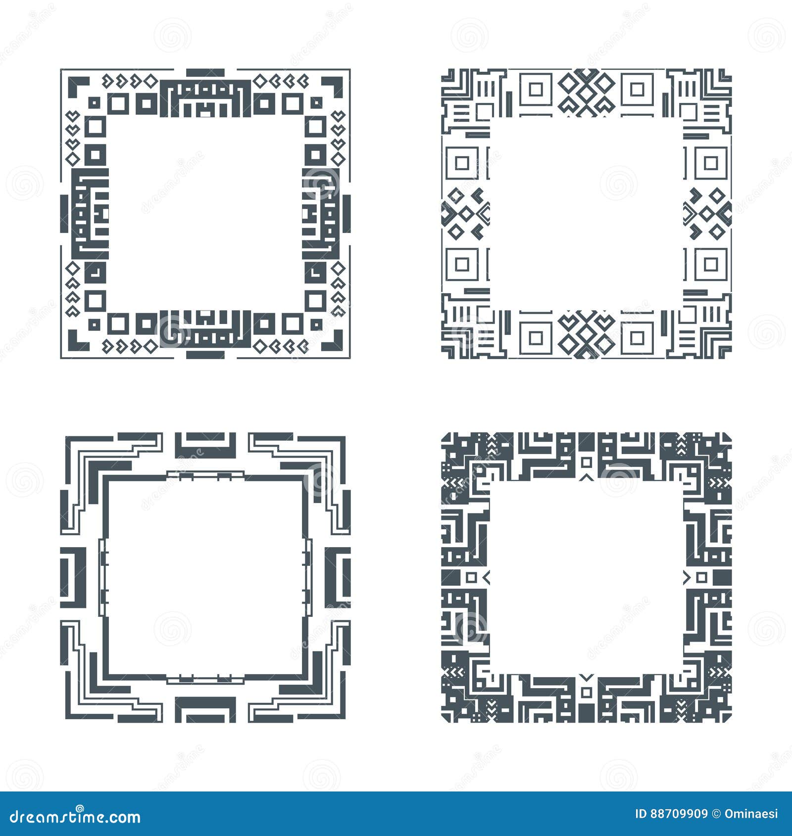 Ethnic Design Decorative Geometric Frames Set Ornament Vector ...