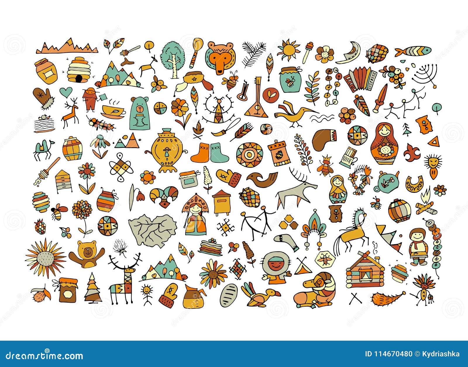 Ethnic Design Elements Sketch Stock Vector - Illustration of cartoon ...