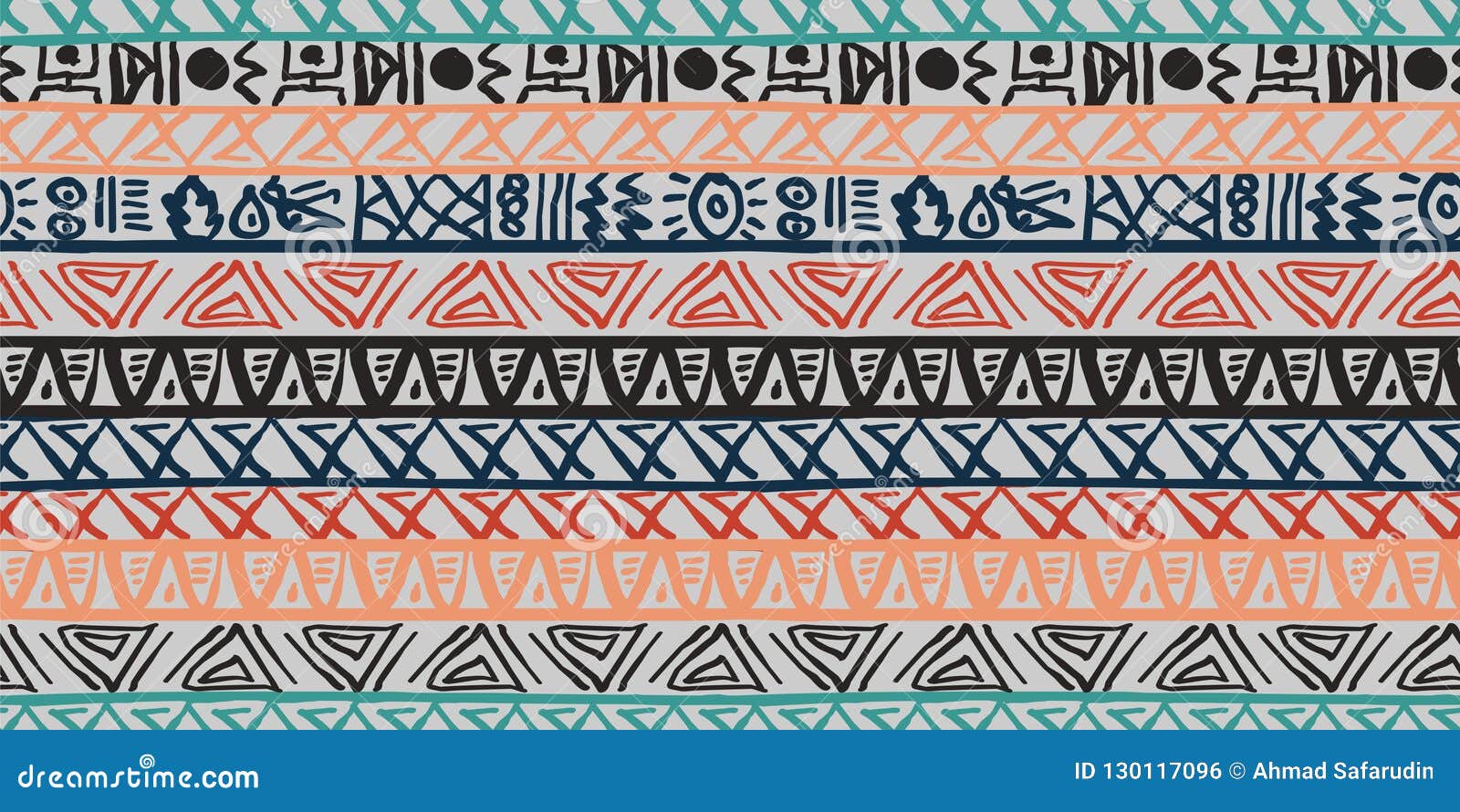 Tribal Pattern Vector. Seamless Ethnic Handmade with Stripes Vector ...