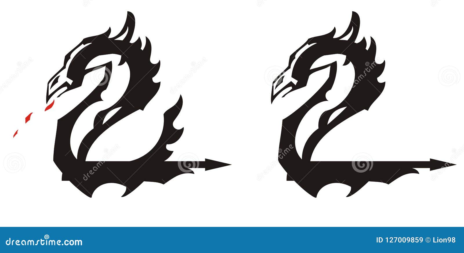 Ethnic Dragon Symbol In The Form Of Number Two Stock Vector ...