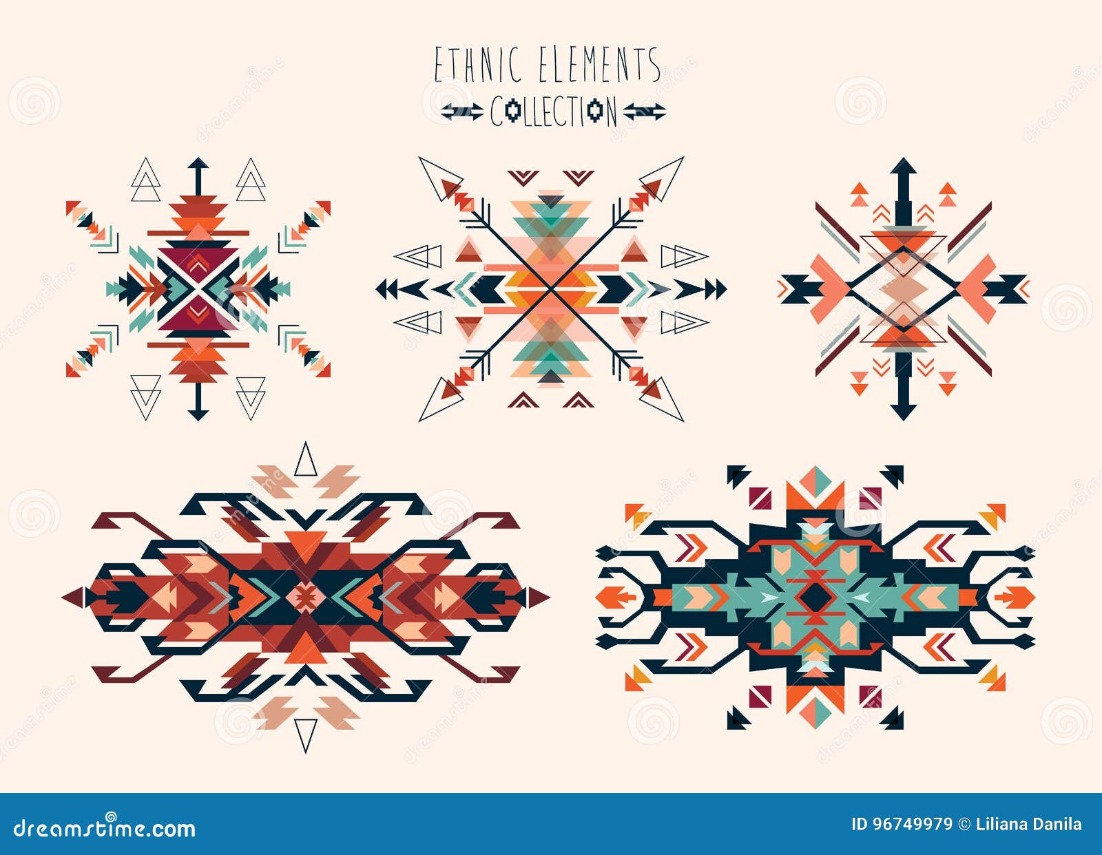 Ethnic elements collection stock vector. Illustration of vector - 96749979