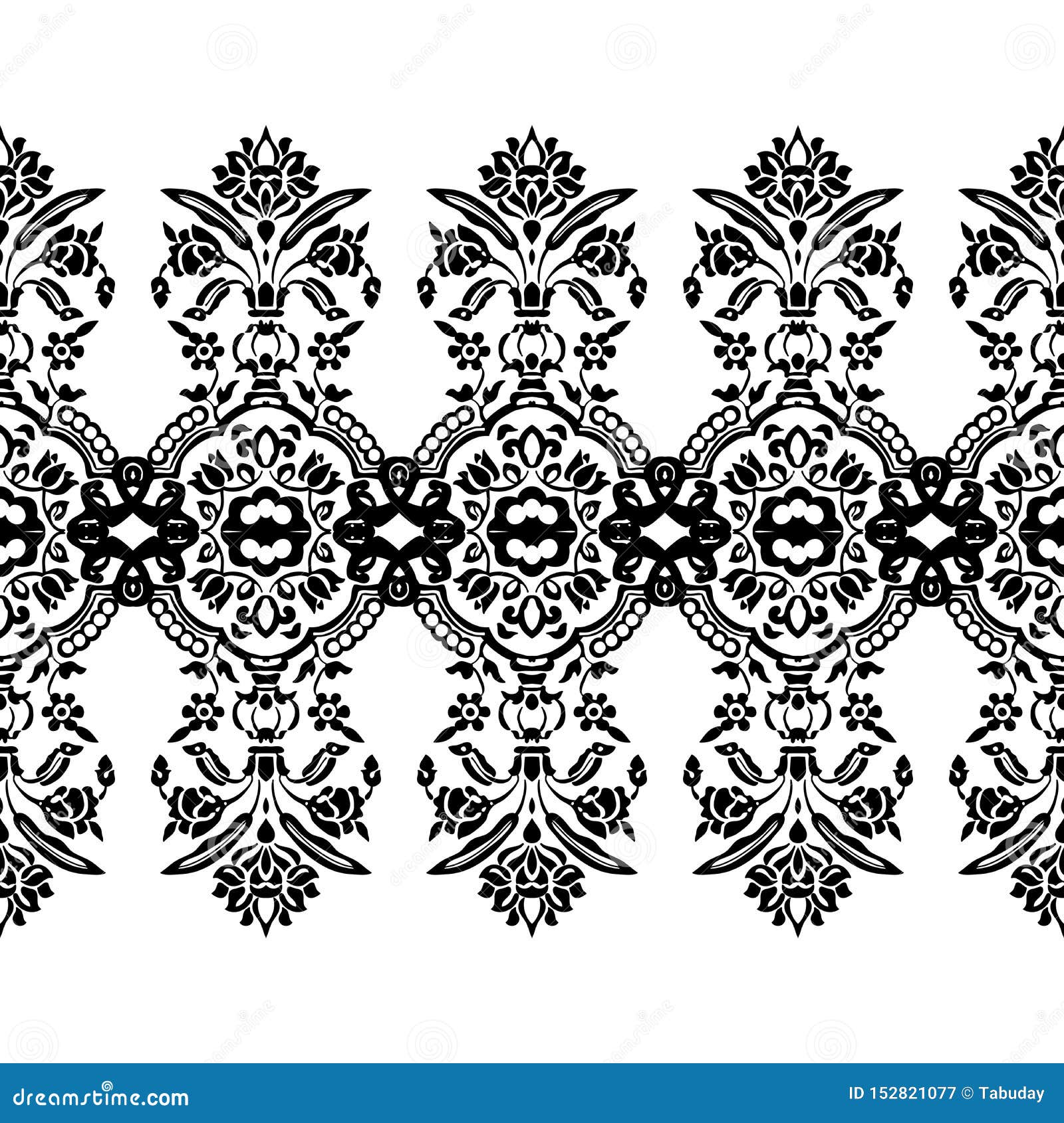 Ethnic Floral Blockprint Border Stock Vector - Illustration of ... Ethnic Floral Blockprint Border Stock Vector - Illustration of ...