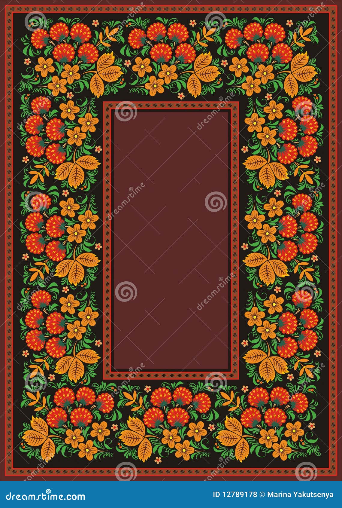 Ethnic floral frame stock vector. Illustration of bouquet - 12789178