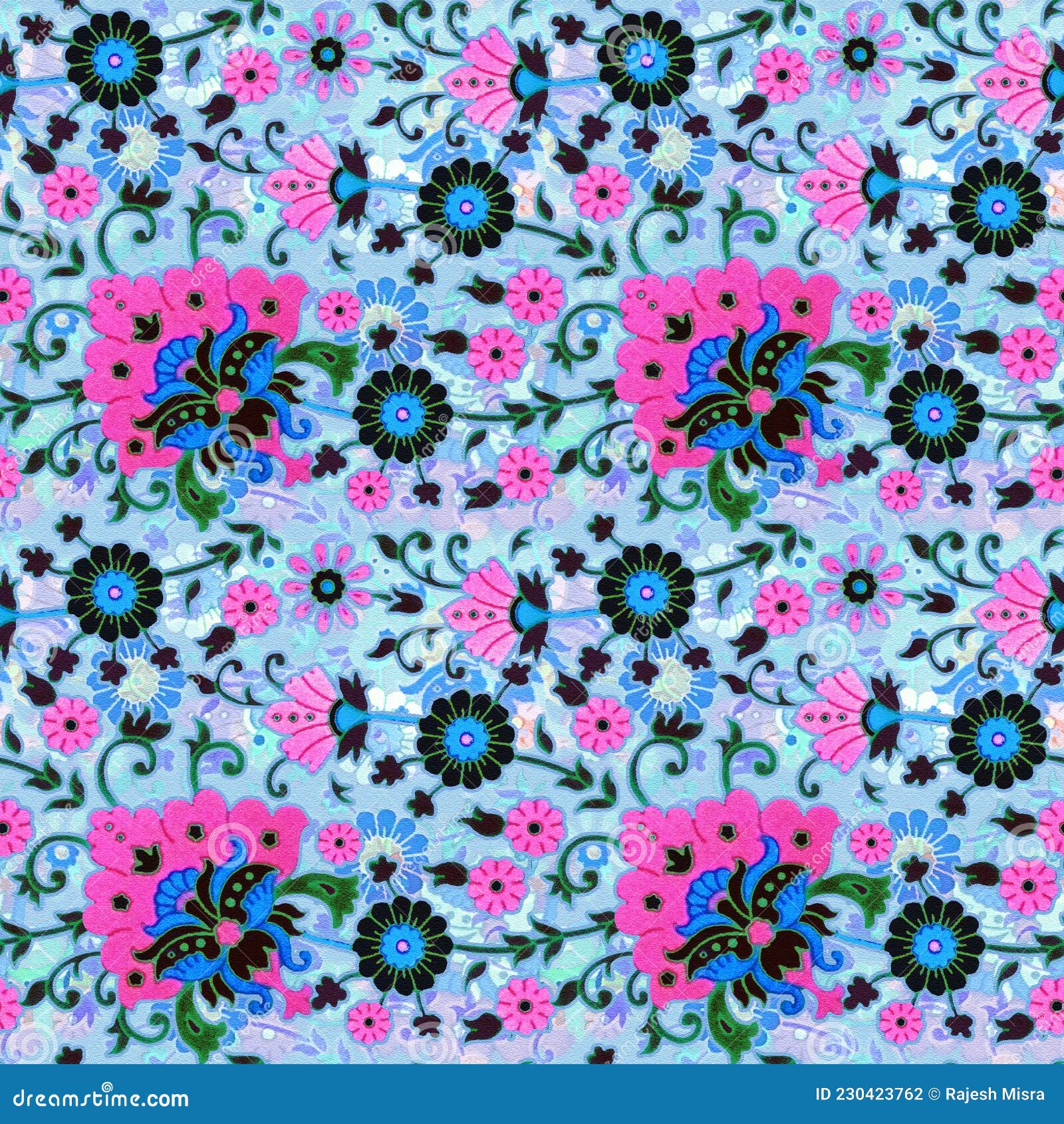 Ethnic floral pattern stock illustration. Illustration of fabric ...