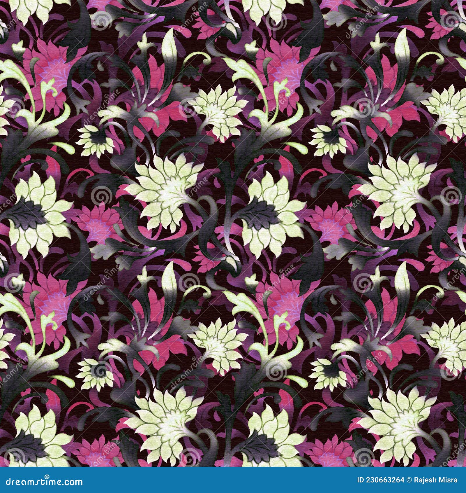Ethnic floral pattern stock illustration. Illustration of pattern ...