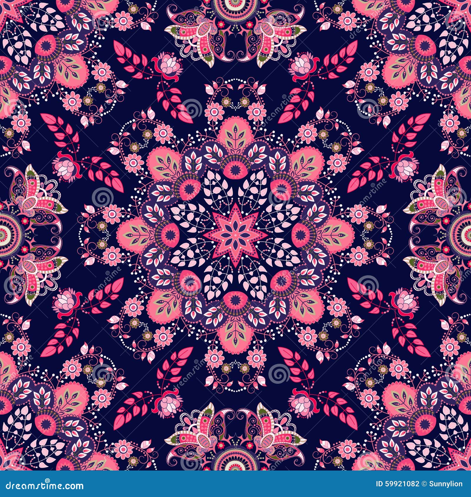Ethnic Floral Seamless Pattern Stock Vector - Illustration of backdrop ...