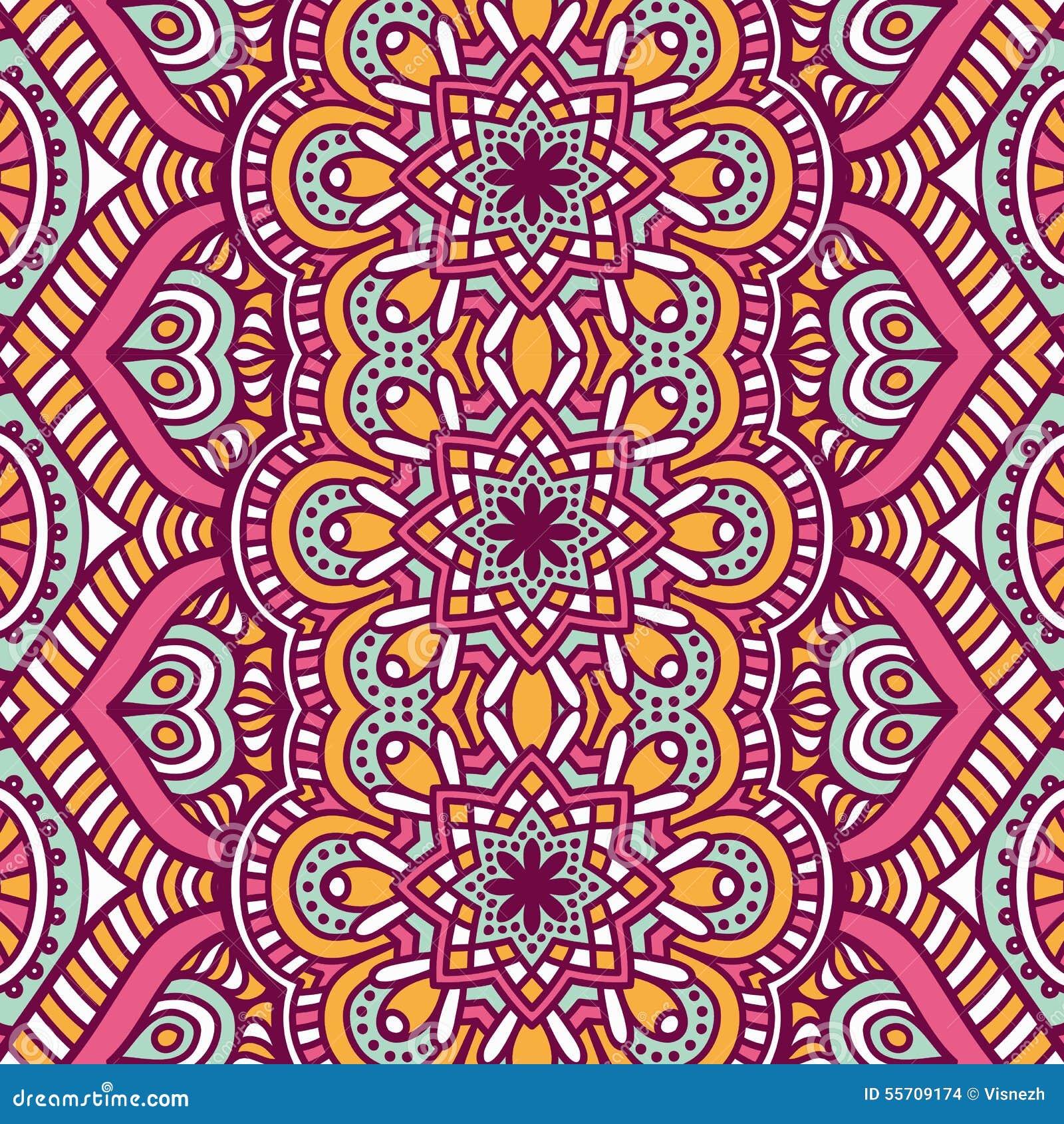 Ethnic Floral Seamless Pattern Stock Vector - Illustration of floral ...