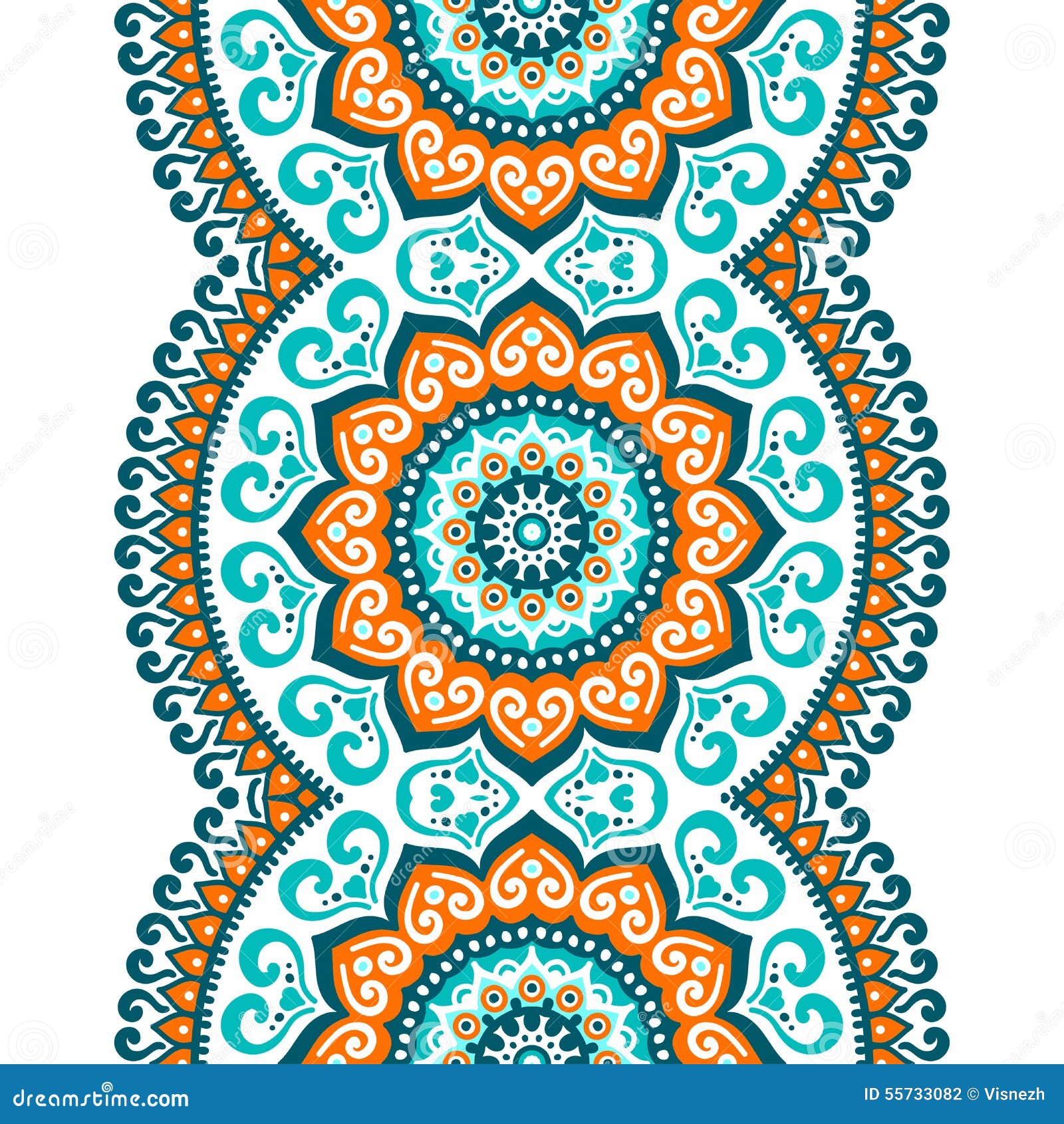 Ethnic Floral Seamless Pattern Stock Vector - Illustration of asian ...