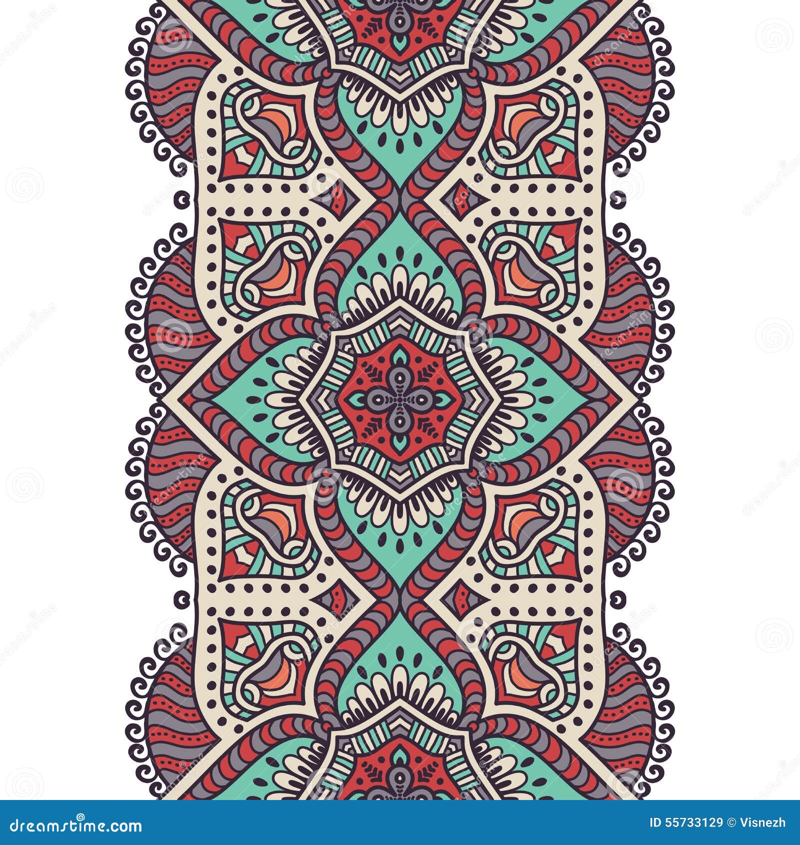 Ethnic Floral Seamless Pattern Stock Vector - Illustration of circle ...