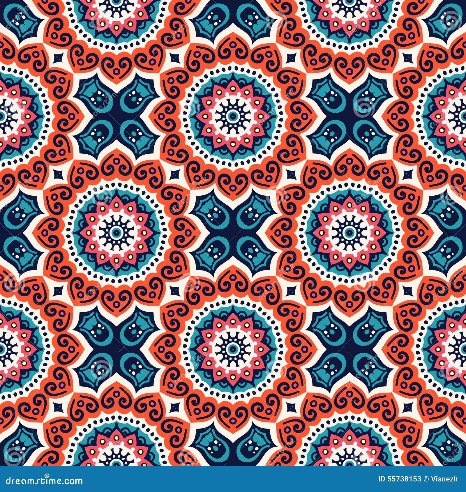 Ethnic Floral Seamless Pattern Stock Vector - Illustration of ...