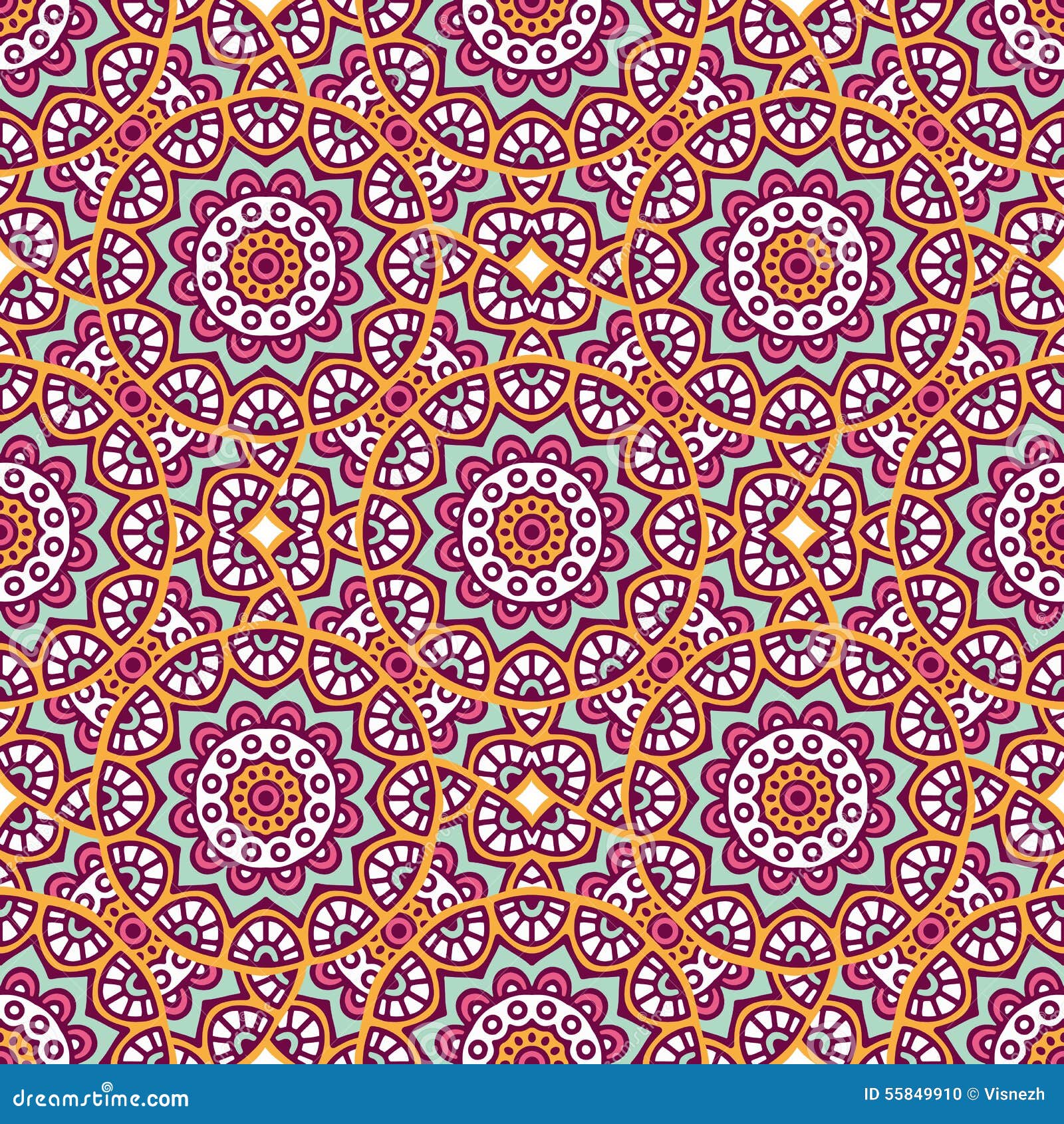 Ethnic Floral Seamless Pattern Stock Vector - Illustration of fabric ...