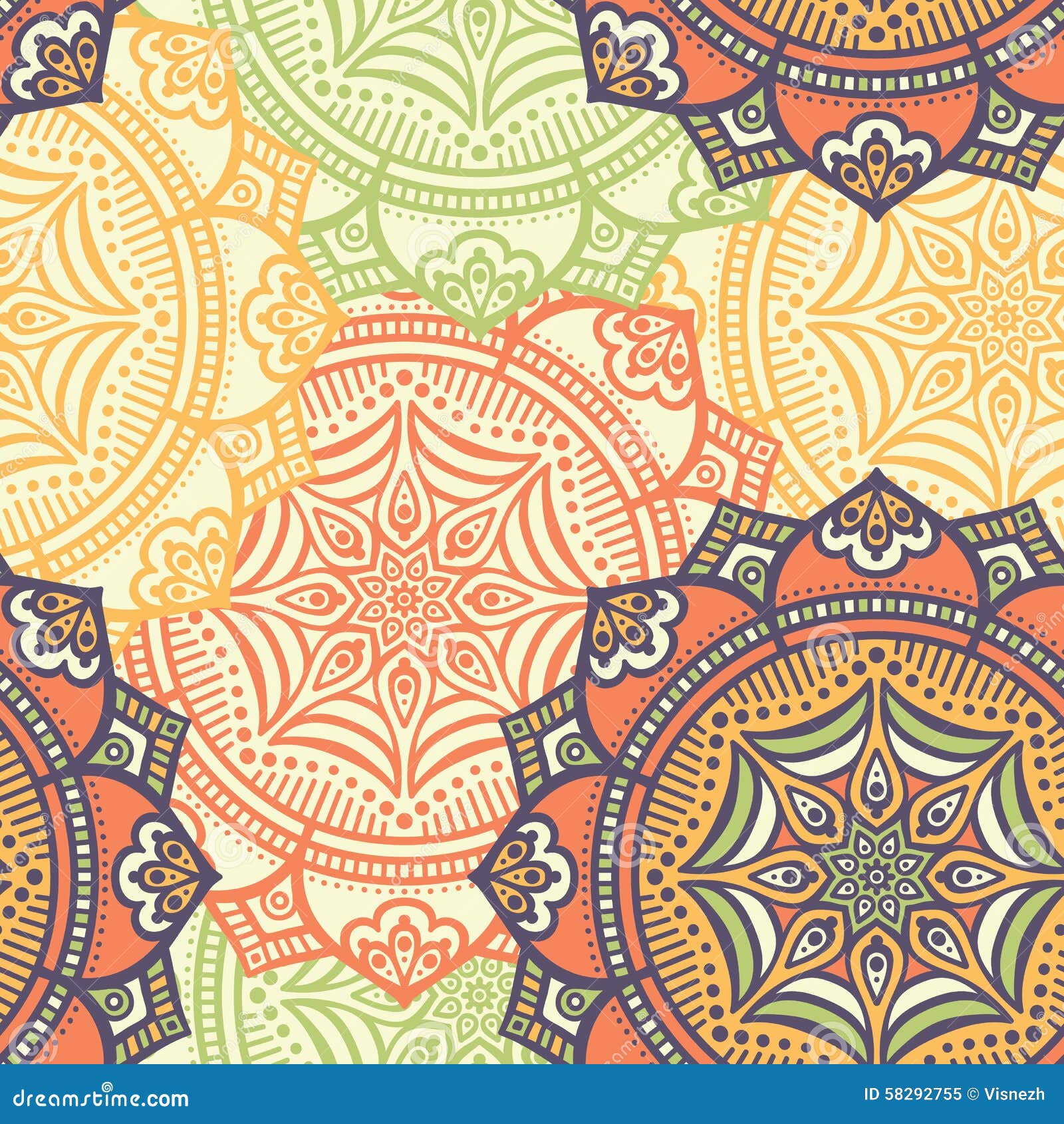 Ethnic Floral Seamless Pattern Stock Vector - Illustration of ornament ...
