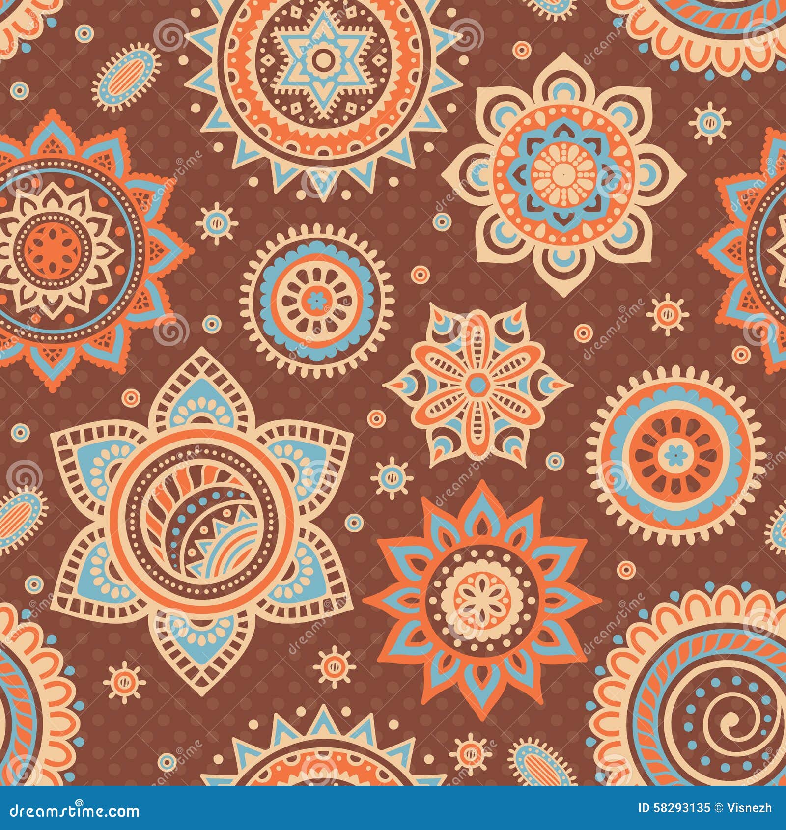 Ethnic Floral Seamless Pattern Stock Vector - Illustration of artistic ...