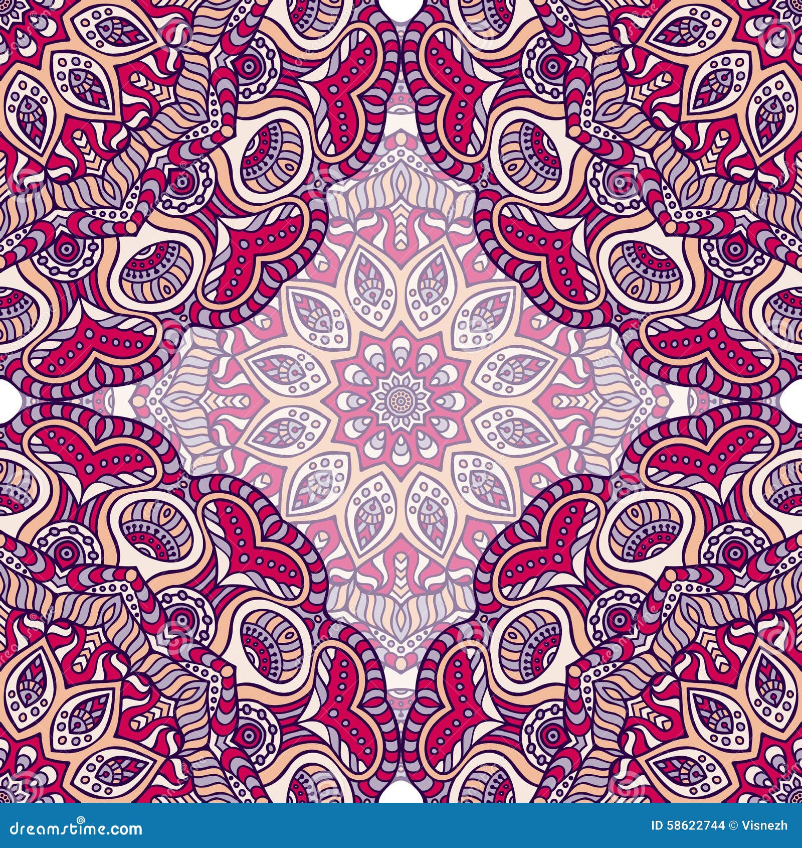 Ethnic Floral Seamless Pattern Stock Vector - Illustration of asian ...