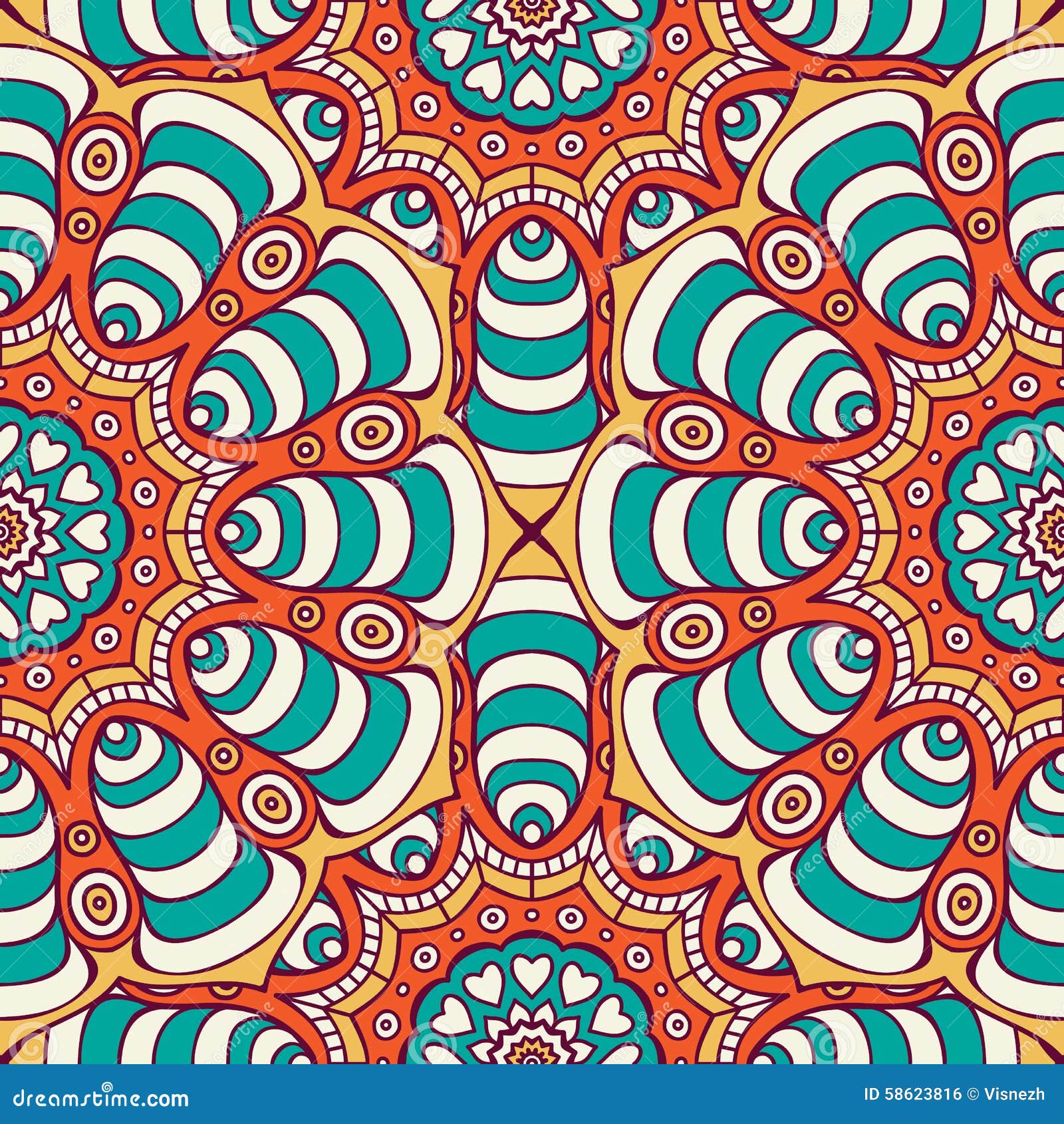 Ethnic Floral Seamless Pattern Stock Vector - Illustration of element ...