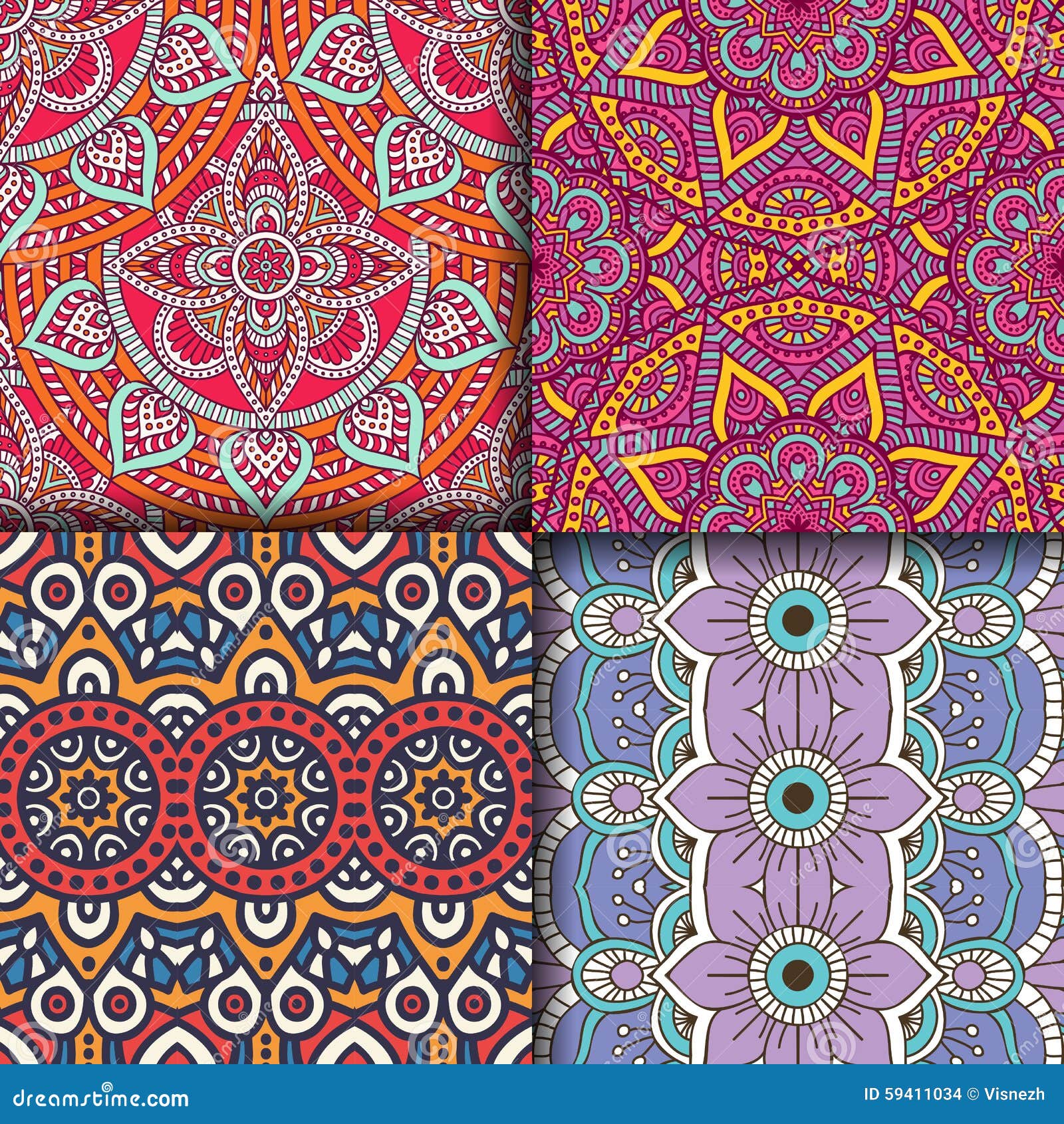 Ethnic Floral Seamless Pattern Stock Vector - Illustration of design ...