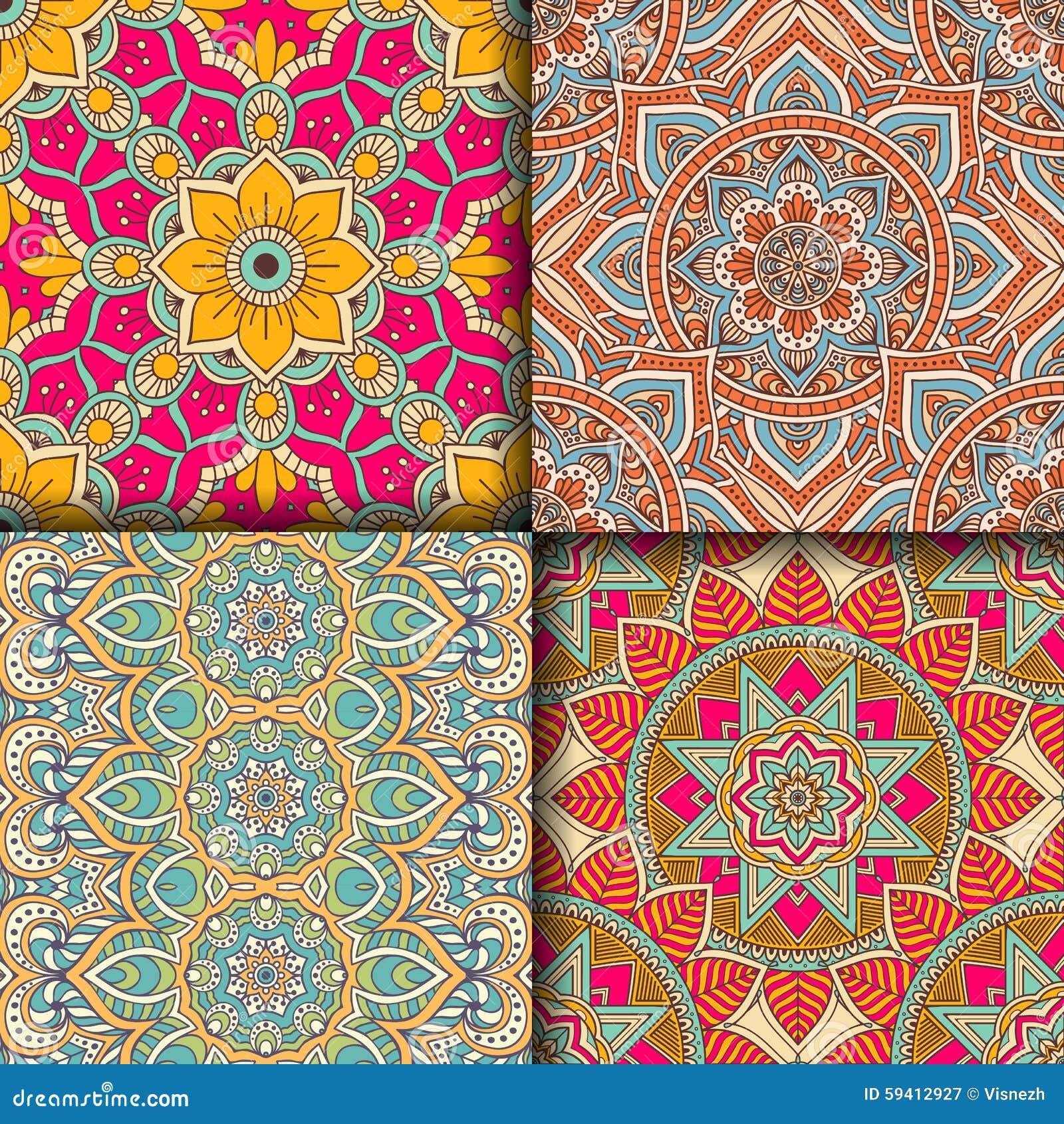 Ethnic Floral Seamless Pattern Stock Vector - Illustration of design ...