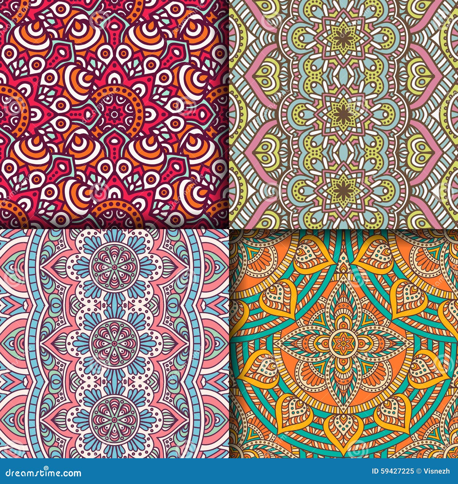 Ethnic Floral Seamless Pattern Stock Vector - Illustration of india ...