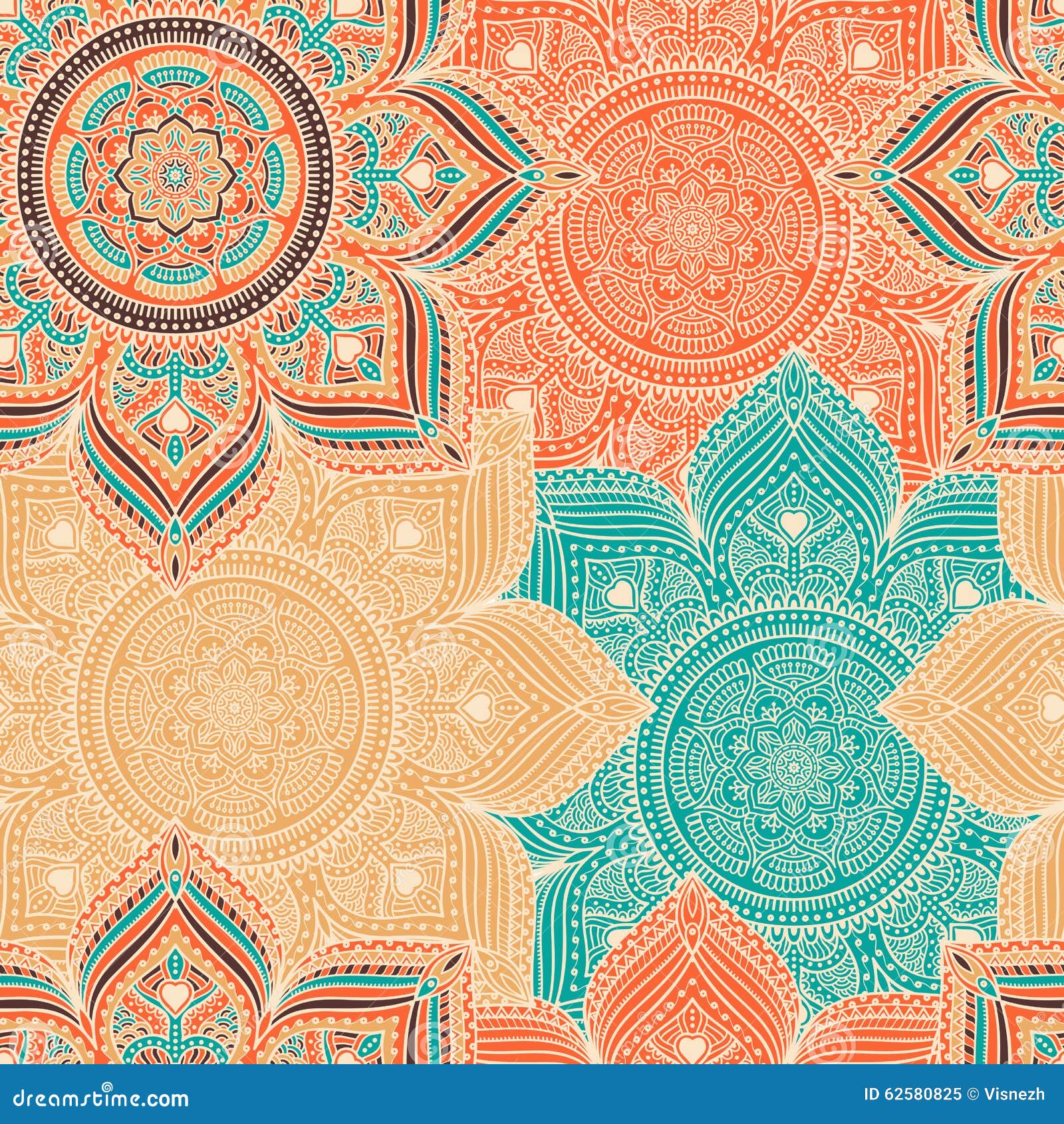 Ethnic Floral Seamless Pattern Stock Vector - Illustration of drawing ...