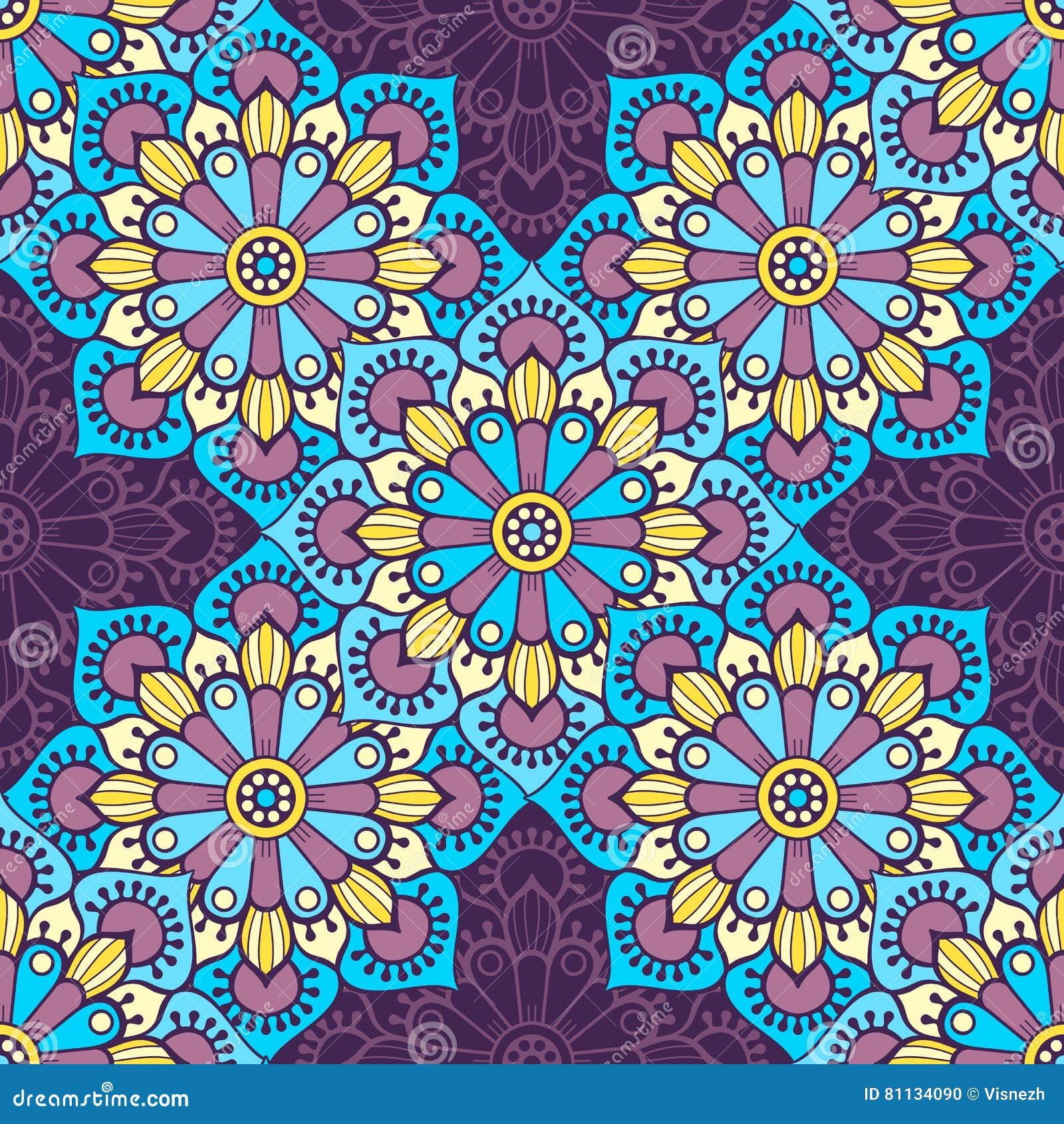 Ethnic Floral Seamless Pattern Stock Vector - Illustration of ornament ...