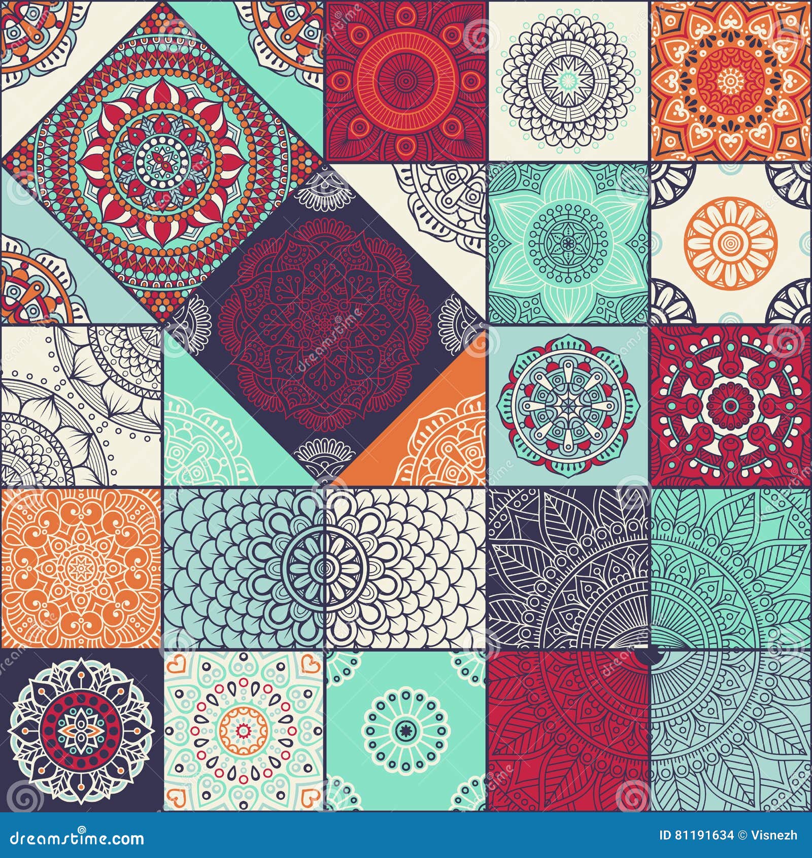 Ethnic Floral Seamless Pattern Stock Vector - Illustration of abstract ...