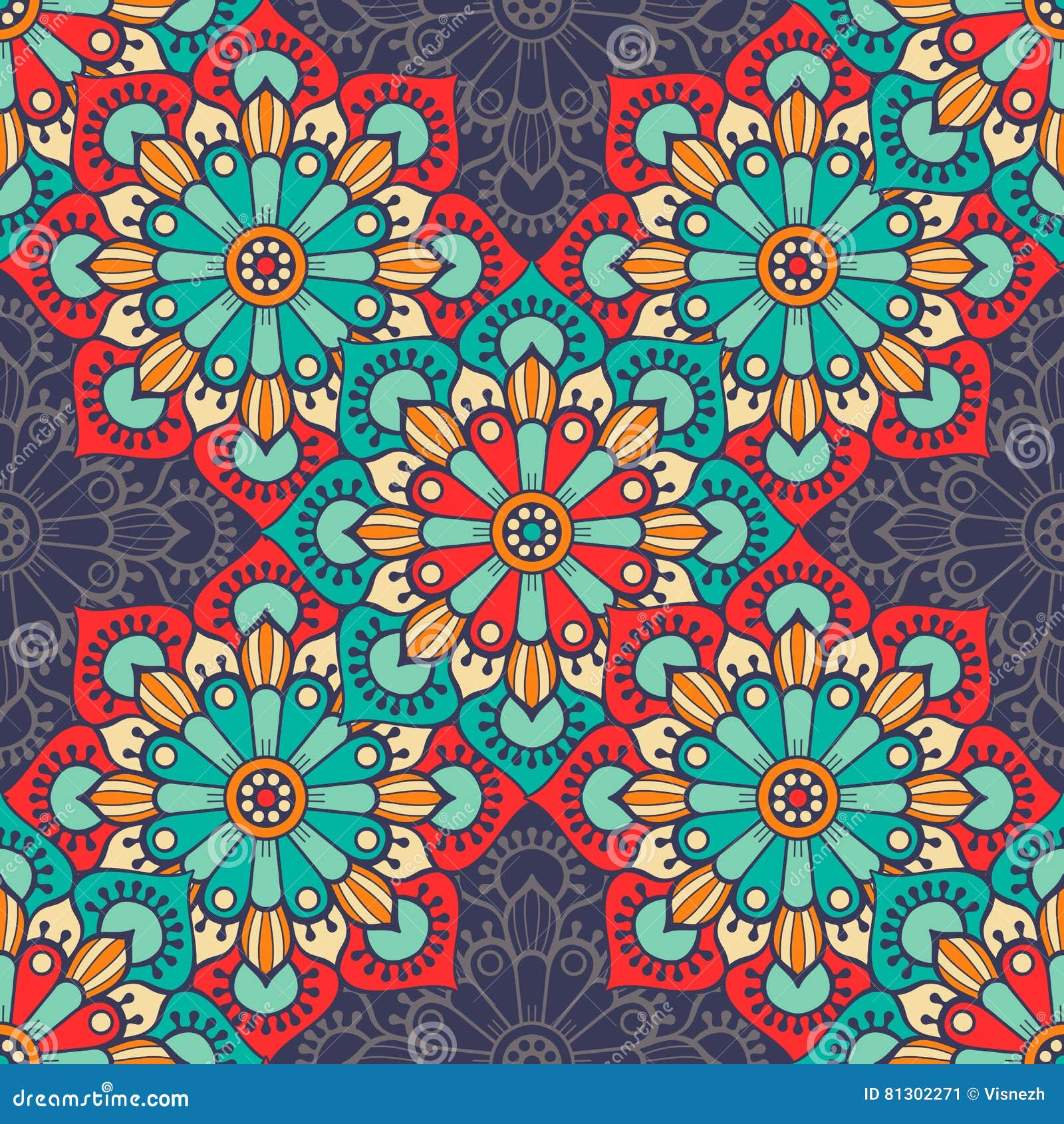 Ethnic Floral Seamless Pattern Stock Vector - Illustration of design ...