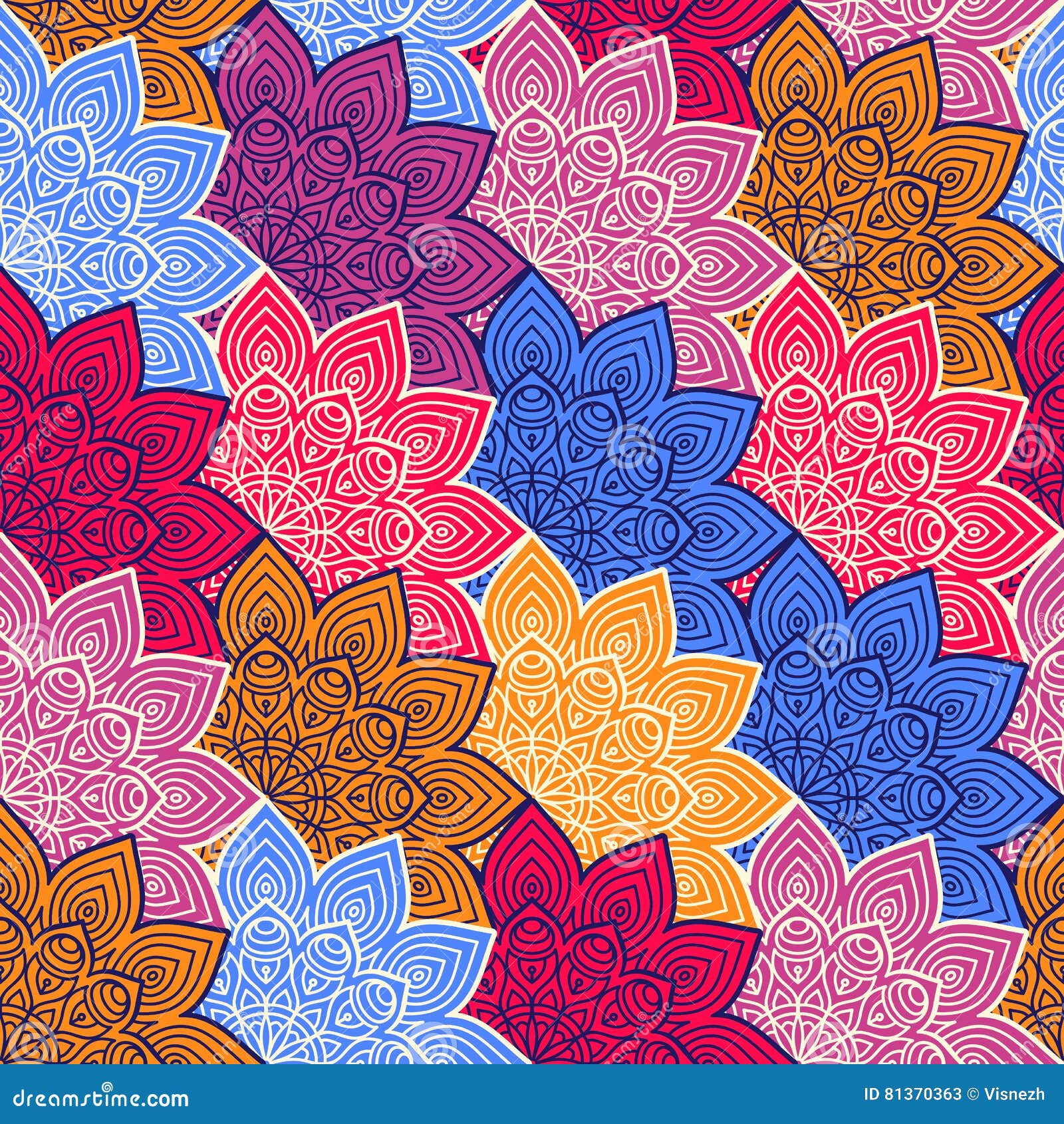 Ethnic Floral Seamless Pattern Stock Vector - Illustration of ...