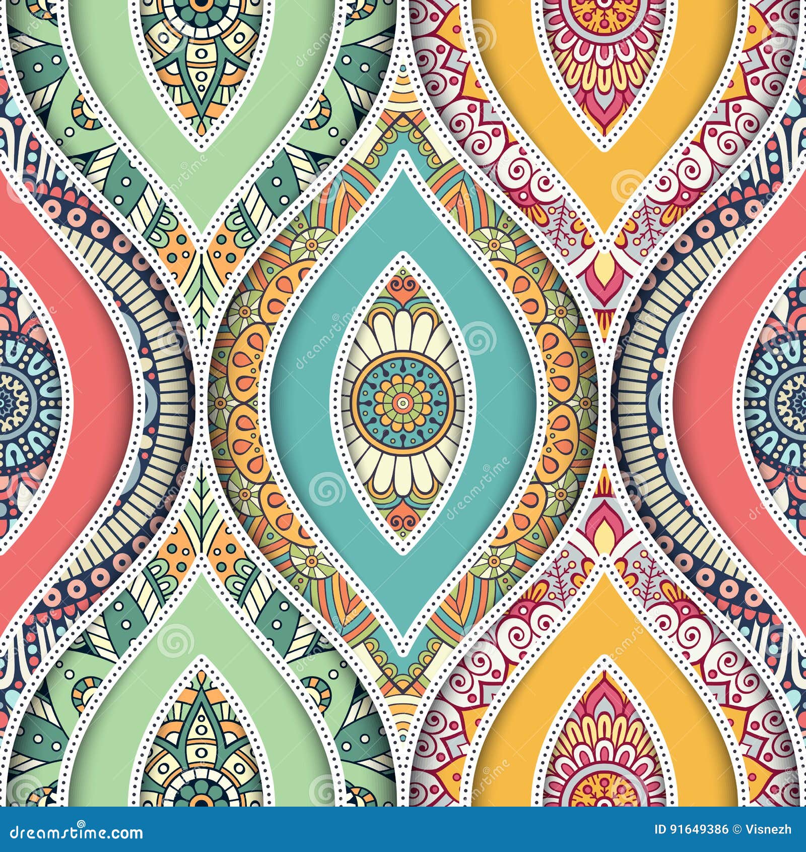 Ethnic Floral Seamless Pattern Stock Vector - Illustration of design ...