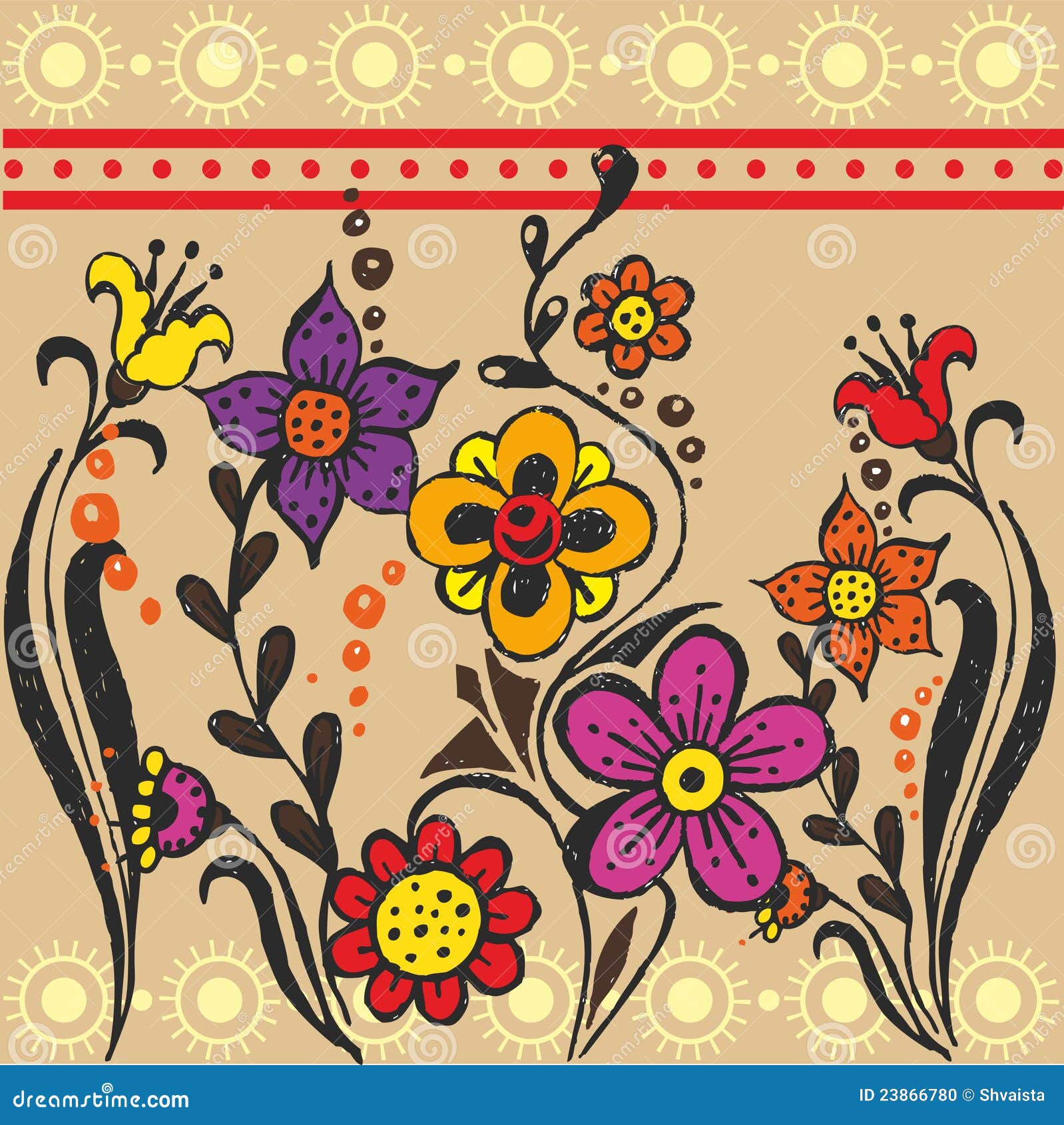 Ethnic flower stock vector. Illustration of happiness - 23866780