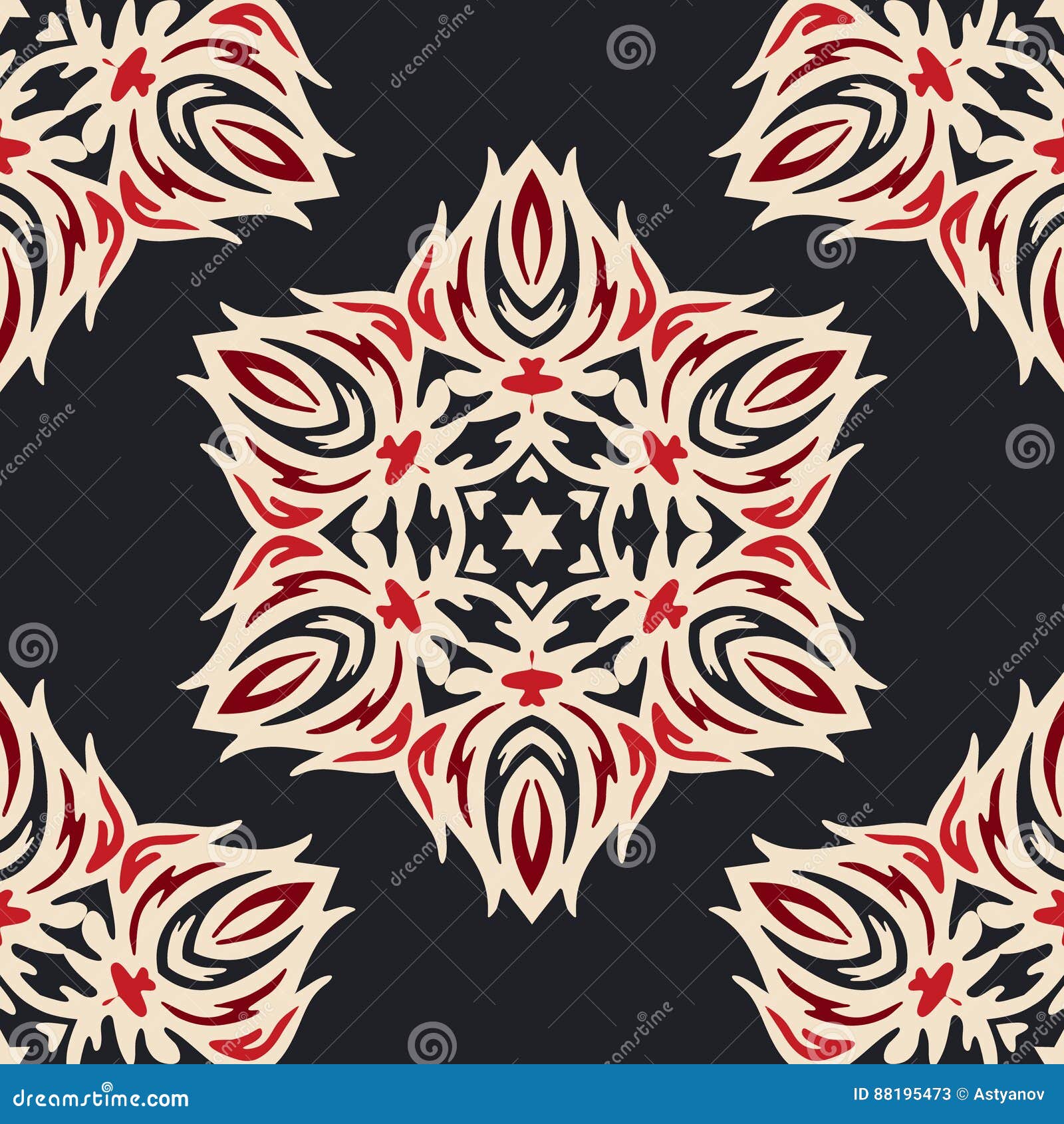 Ethnic Flower Damask Seamless Motif Vector Pattern Stock Vector ...