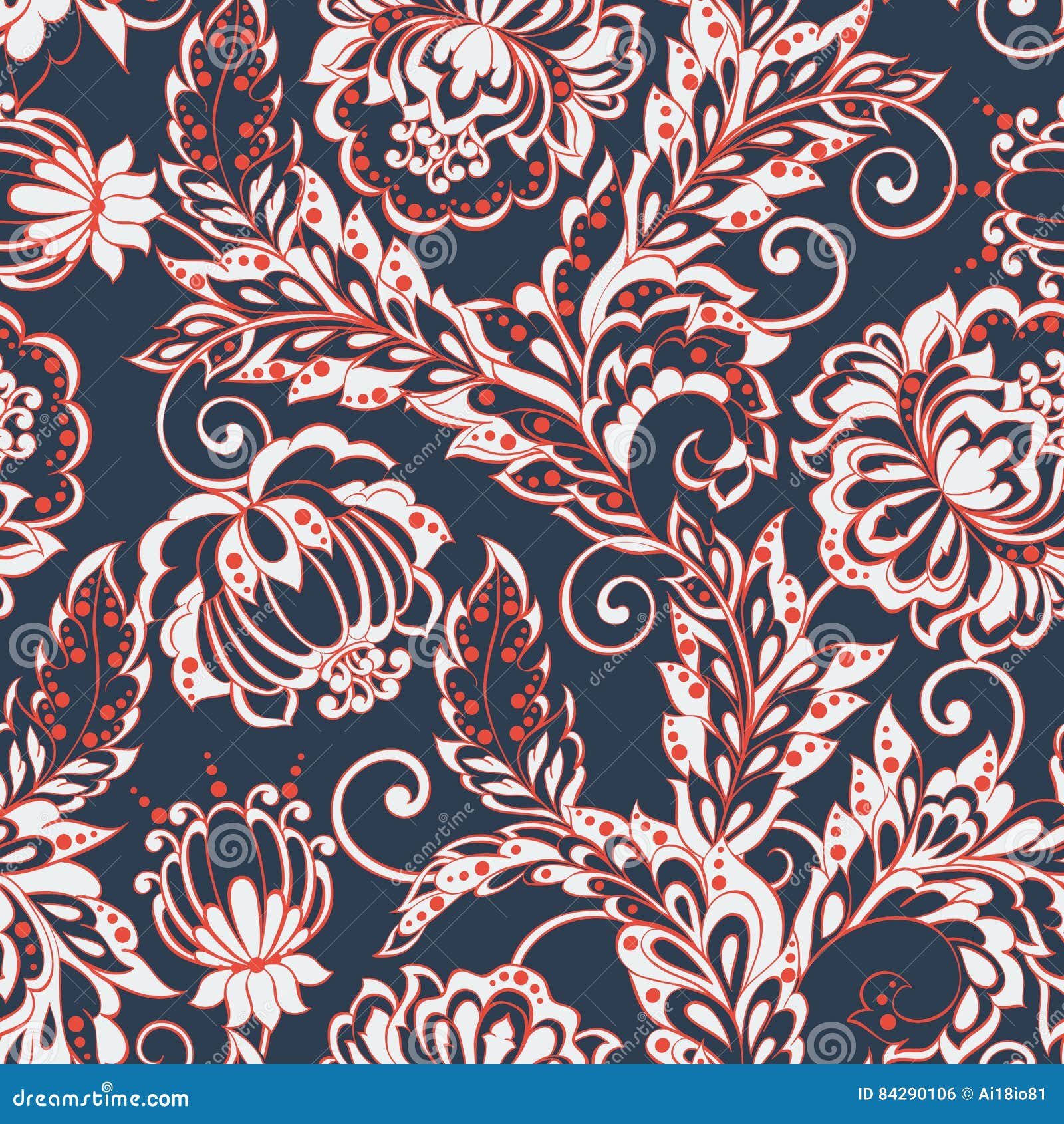 Ethnic Flowers Seamless Pattern. Floral Vector Background Stock Vector ...