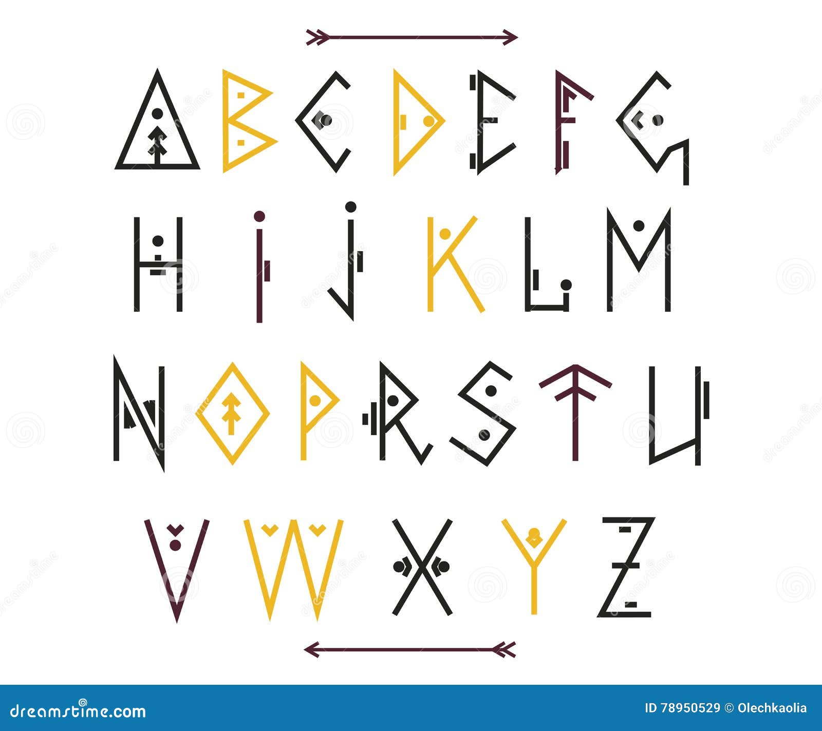 Ethnic Font. Native American Indian Alphabet Vector Set | CartoonDealer ...